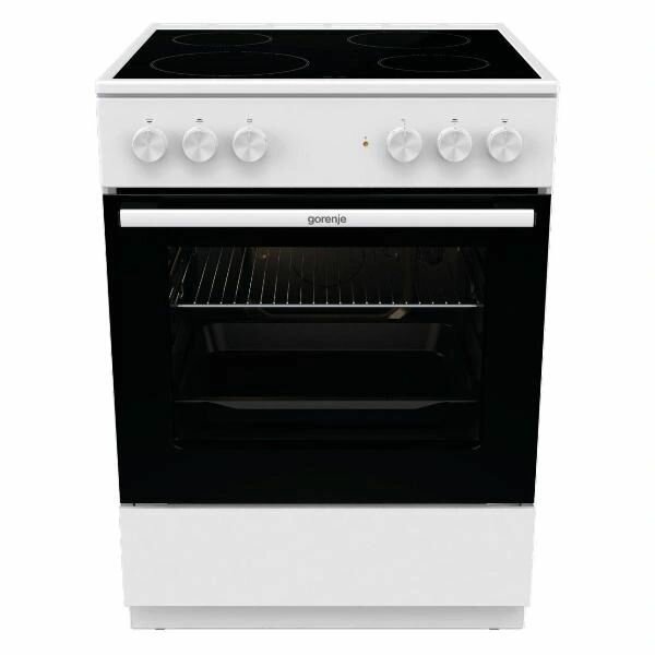 Плита электрическая Gorenje GEC6A11WG, 60 см, 4 конфорки, 65 л, стеклокерамика, белый