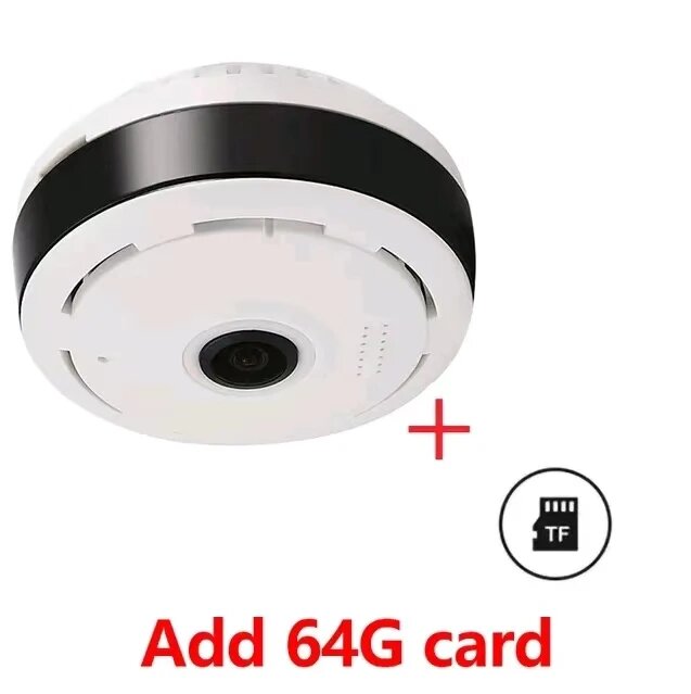 V380 Pro WiFi Панорамная камера 3MP HD Веб-камера 360° VR Широкоугольная рыбацкая глазка Камеры безопасности Ночное видение Домашняя детская камера наблюдения - с картой 64GB
