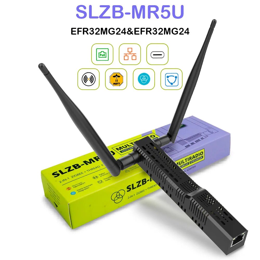 SMLIGHT SLZB-06/M/P7 шлюз-координатор Zigbee 3.0 с Ethernet, USB и WiFi, с PoE, совместимый с Zigbee2MQTT, Home Assistant, ZHA-SLZB-MR5U