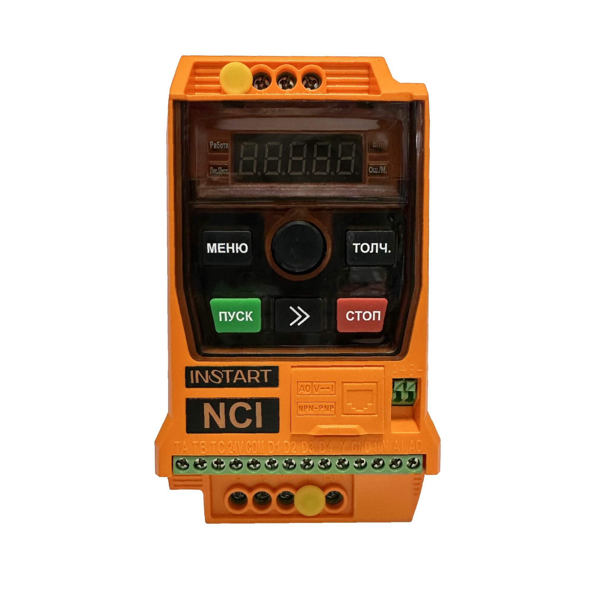 Преобразователь частоты INSTART NCI-G0.4-2B 0.4кВт, 2.3А вход 1 198-253В, 50/60Гц, выход 3 230 (220)В, асинхронный/синхронный электродвигатель, встроенная панель (сьемная-опция), IP20, Modbus RTU