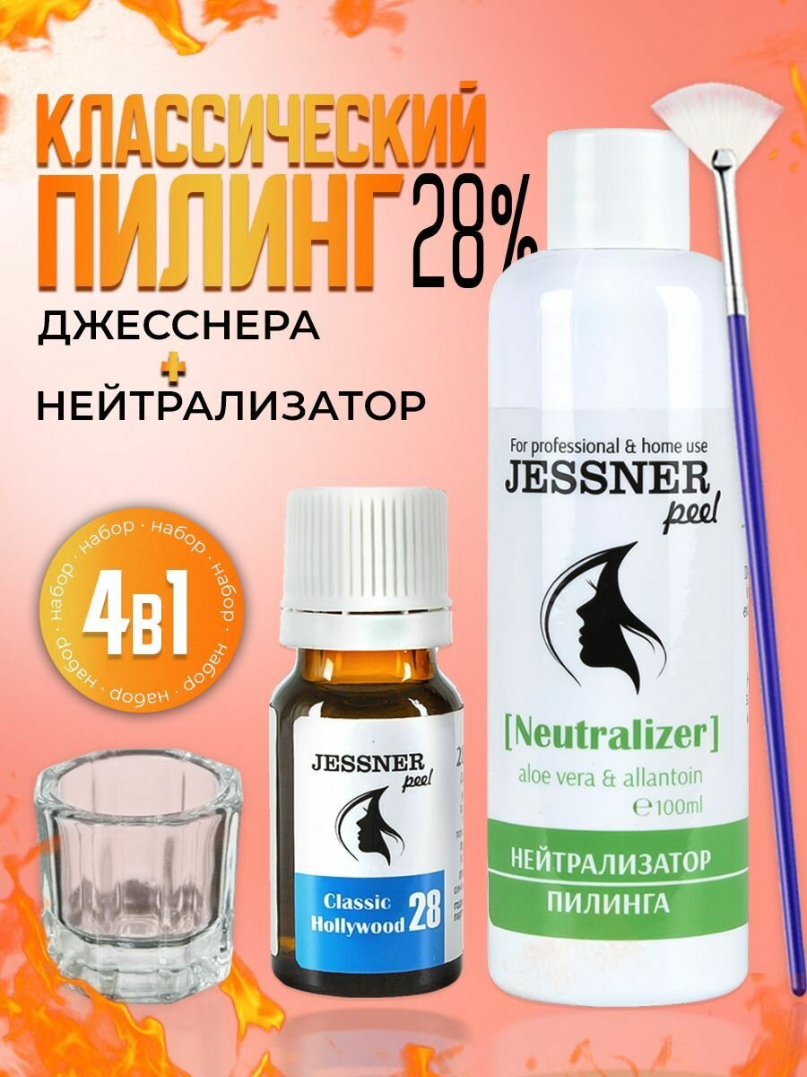 Trend Cosmetics Набор 4в1: Пилинг Джесснера 28%, нейтрализатор и аксессуары для нанесения