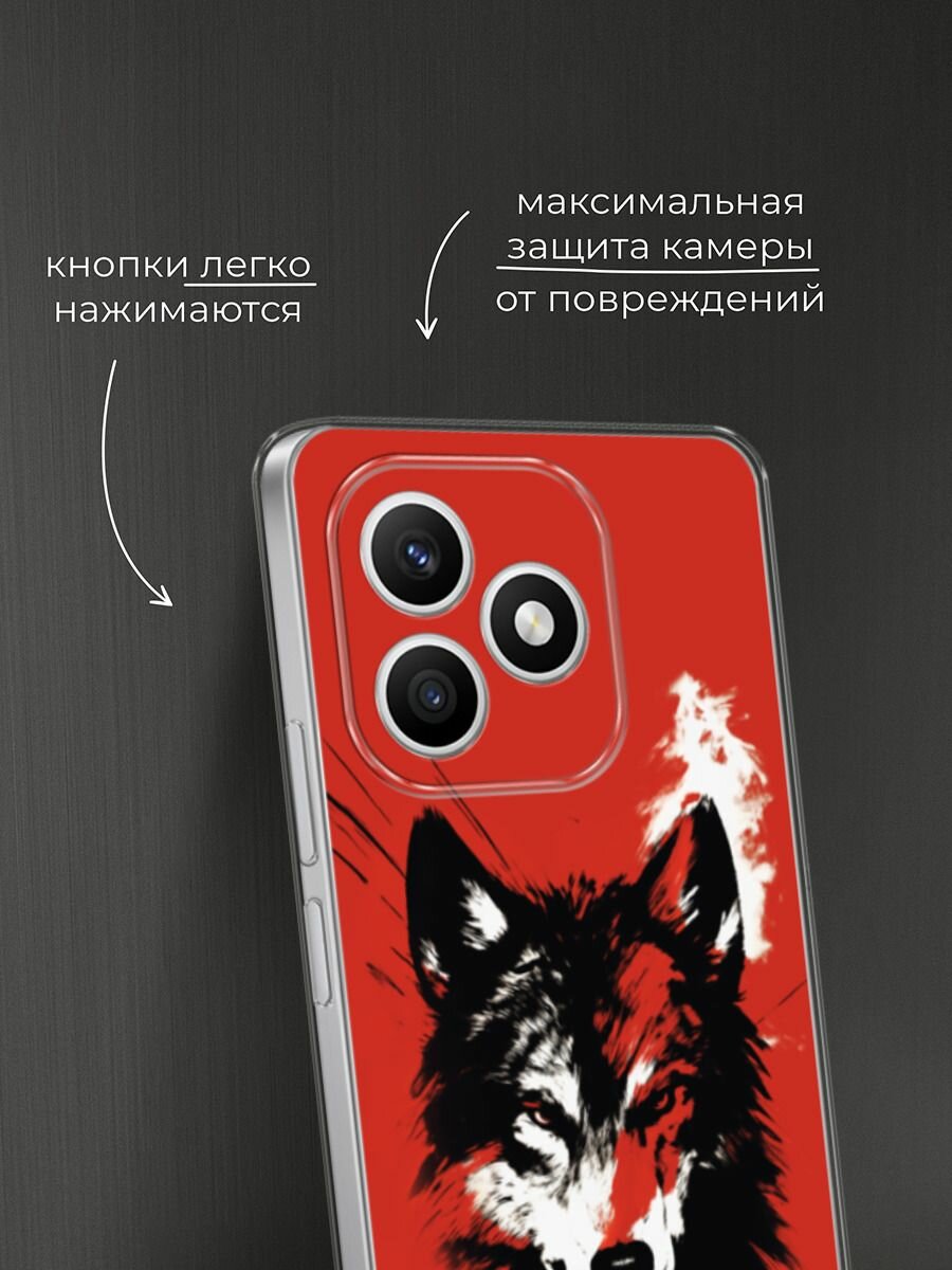 Силиконовый чехол на Honor X8d / Хонор X8d с принтом Алый волк — фото 1
