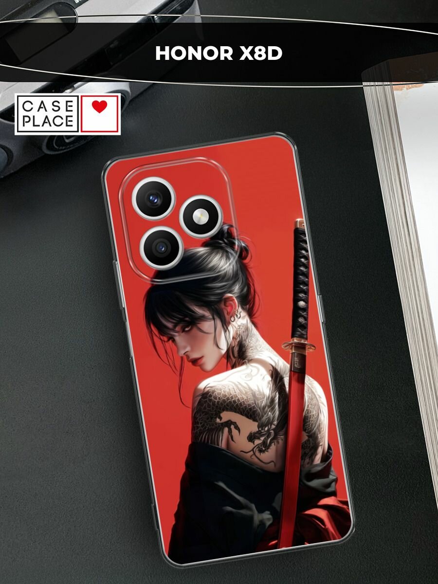 Чехол на Honor X8d / Хонор X8d с принтом Девушка самурай с катаной