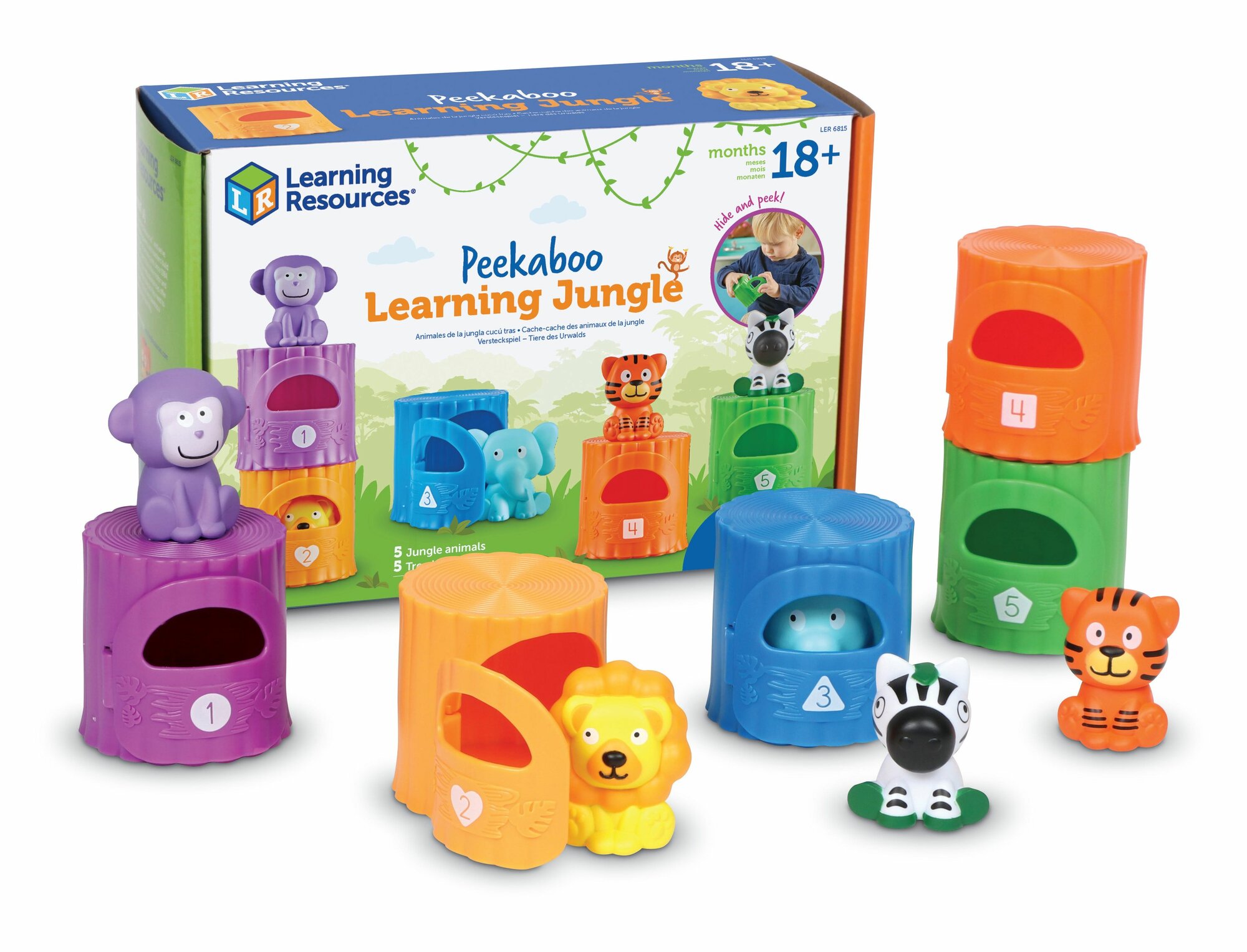 Развивающая игрушка Learning Resources - Обучающий набор Джунгли Peekaboo, 10 эл. - LER6815