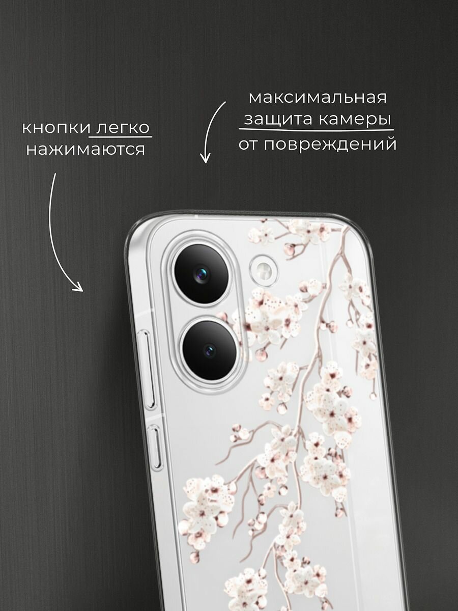 Силиконовый чехол на Poco X8 Pro / Поко X8 Про с принтом Белая веточка сакуры — фото 1