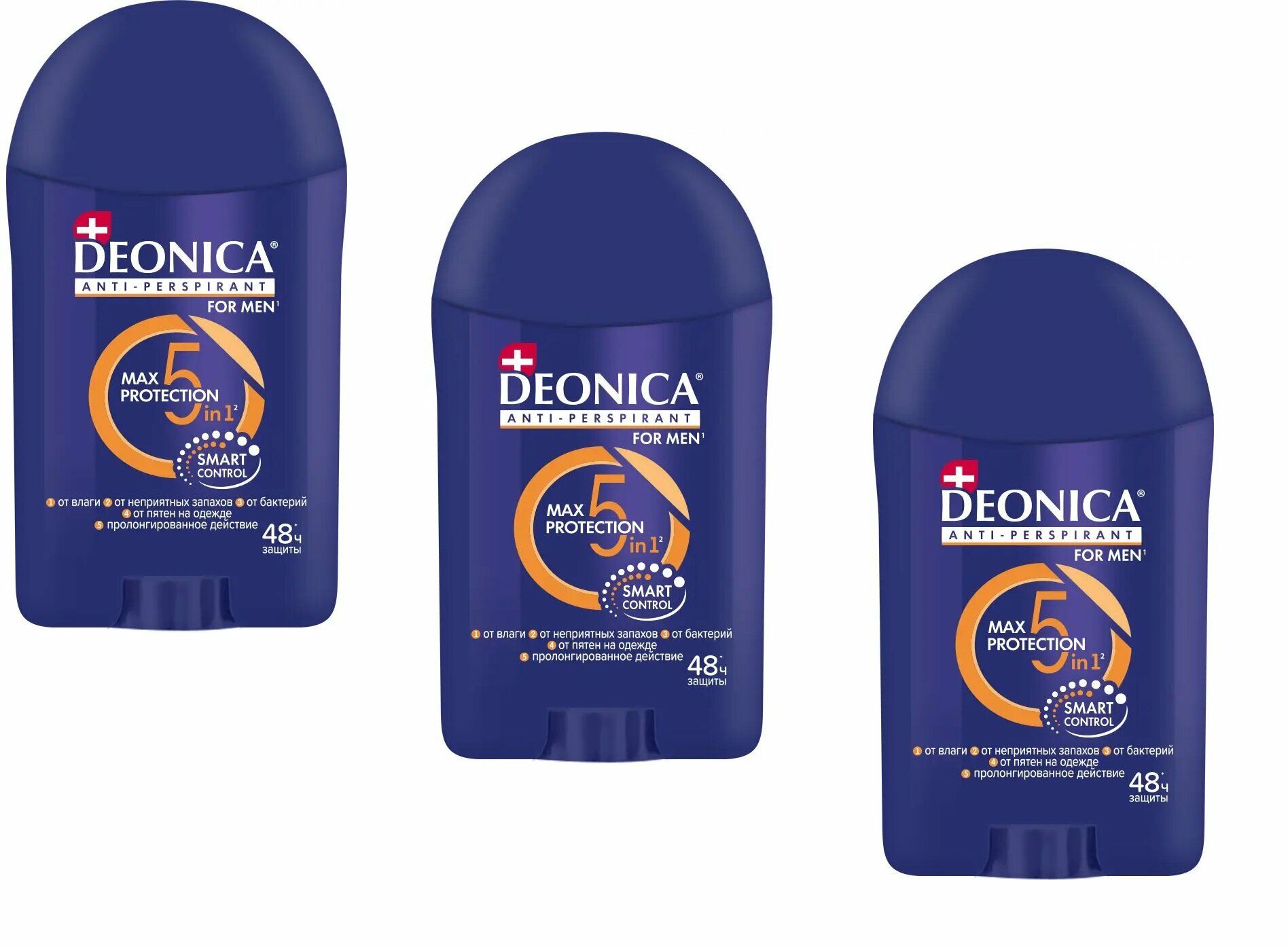 Дезодорант Deonica For Men для тела Антиперспирант-стик 5Protection, 40мл 3шт