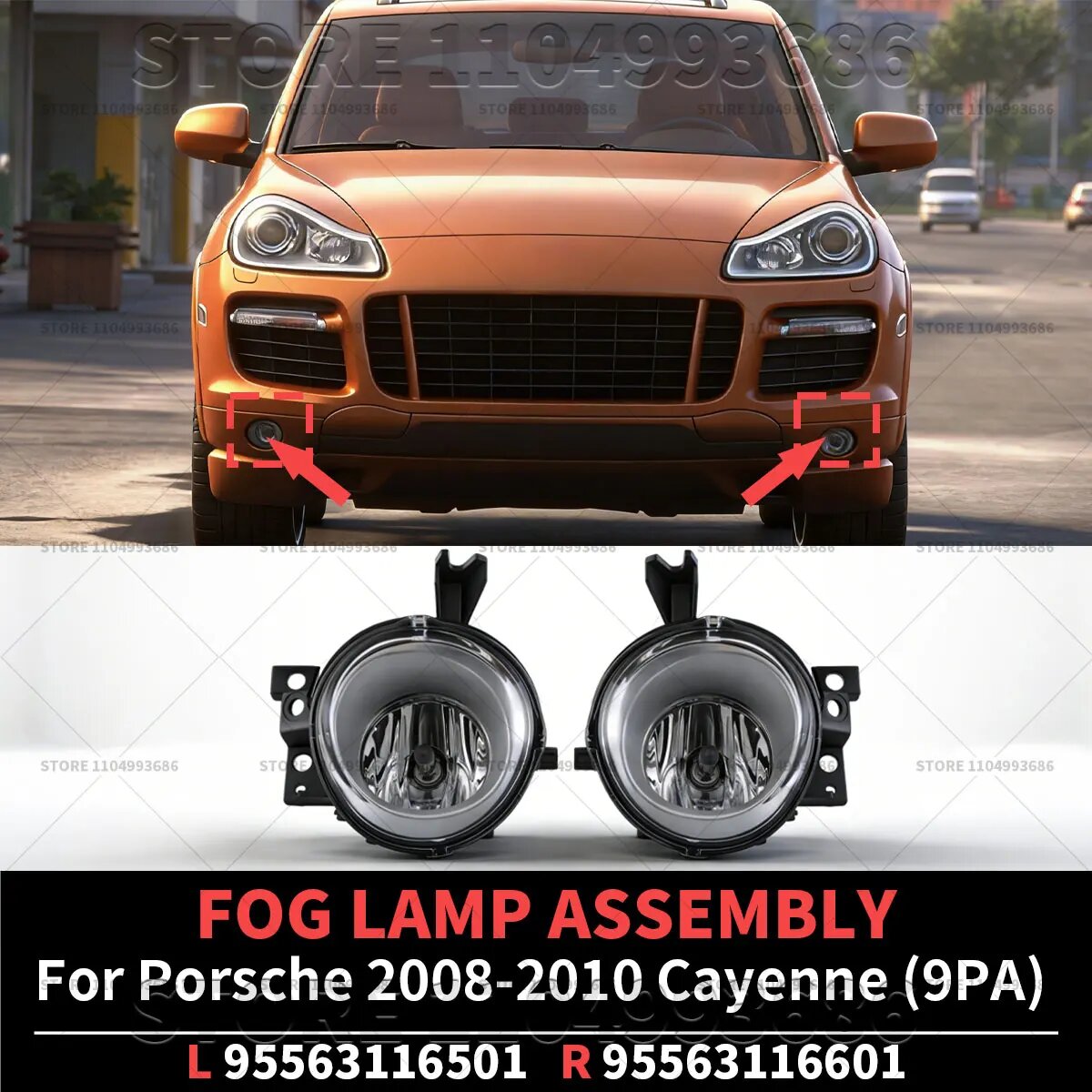 Противотуманная фара в сборе Porsche Cayenne 2008-2010, Set