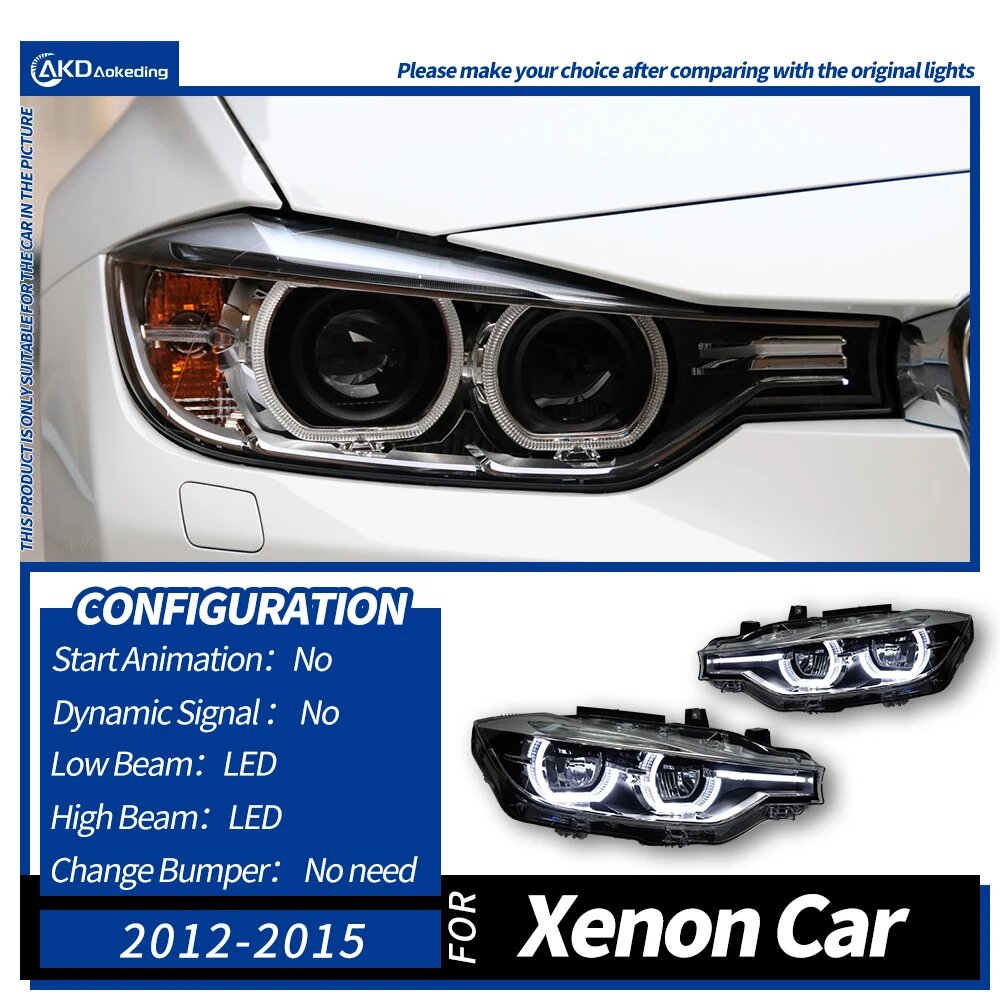 Фаркоп для фар AKD Car Styling для BMW F30 2012-2019, F35 LED-фары 320i 318i 325i, дневной ходовой огонь, ангельские глаза, автомобильные аксессуары