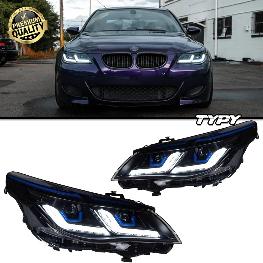 TYPY Автозапчасти для фар BMW E60 2003-2010 года выпуска, серия 5 520i 525i 530i, сборка светодиодных фар, модернизация, дизайн Double L