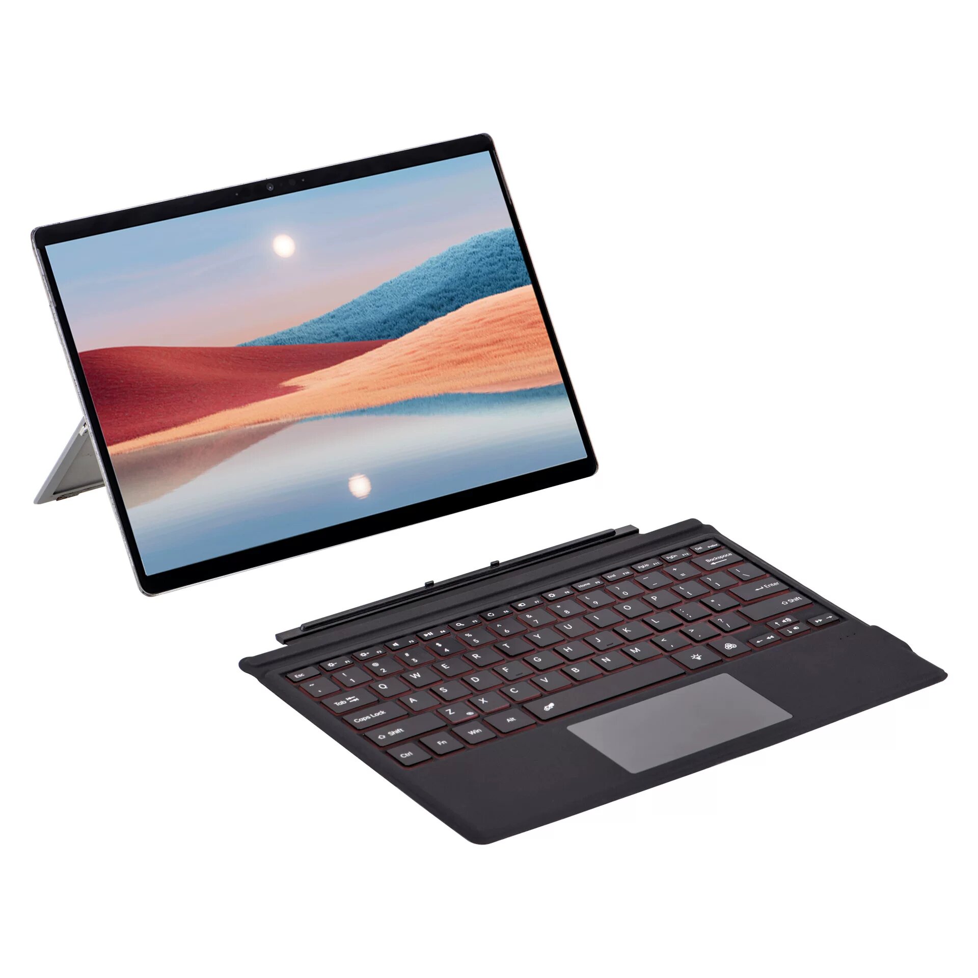 Магнитная клавиатура для Microsoft Surface Pro 3/4/5/6/7/8/9/10 с радужной подсветкой Классический черный