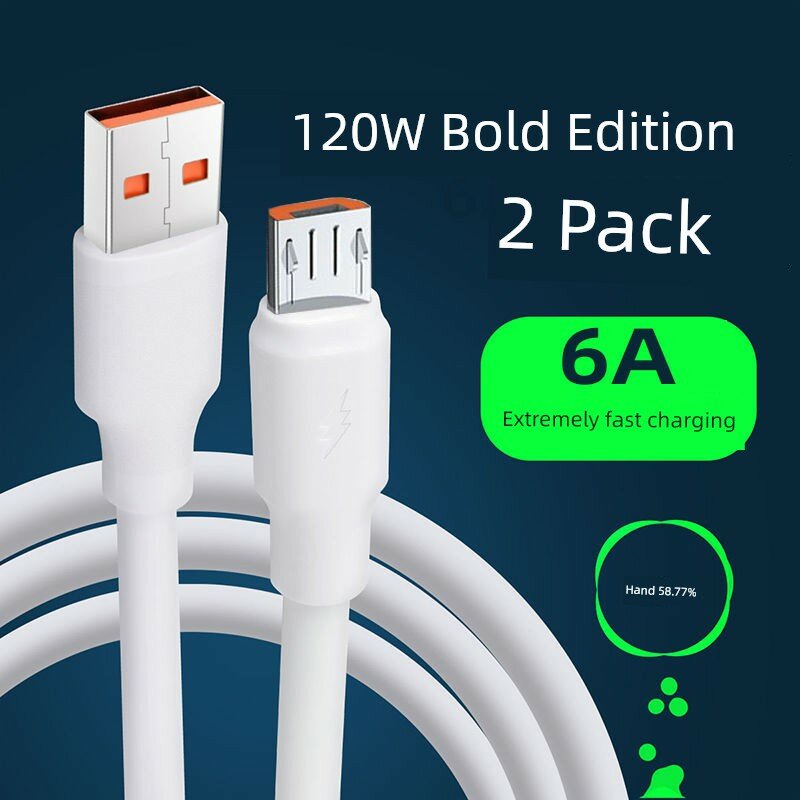 2 м USB-C кабель для быстрой зарядки 120 Вт, 2 шт, совместимый с Huawei, Xiaomi, OPPO, Vivo, Redmi для мобильных