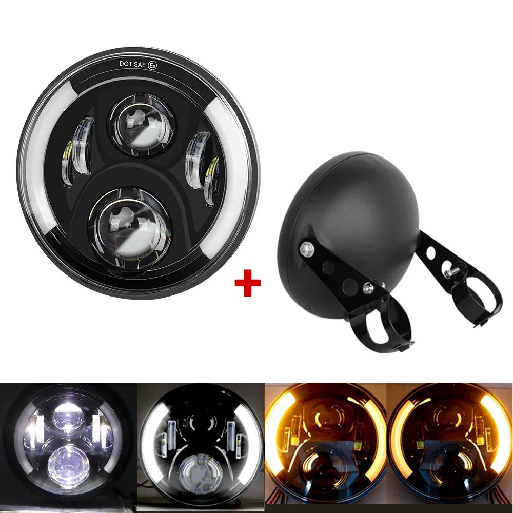 7,5" LED фара Cafe Racer, Set E