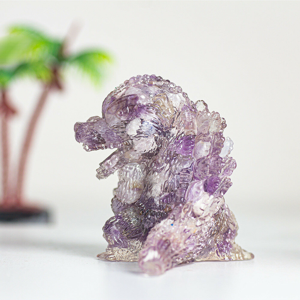 Godzilla resin statues with gemstone accents for giftgiving and room decoration style c