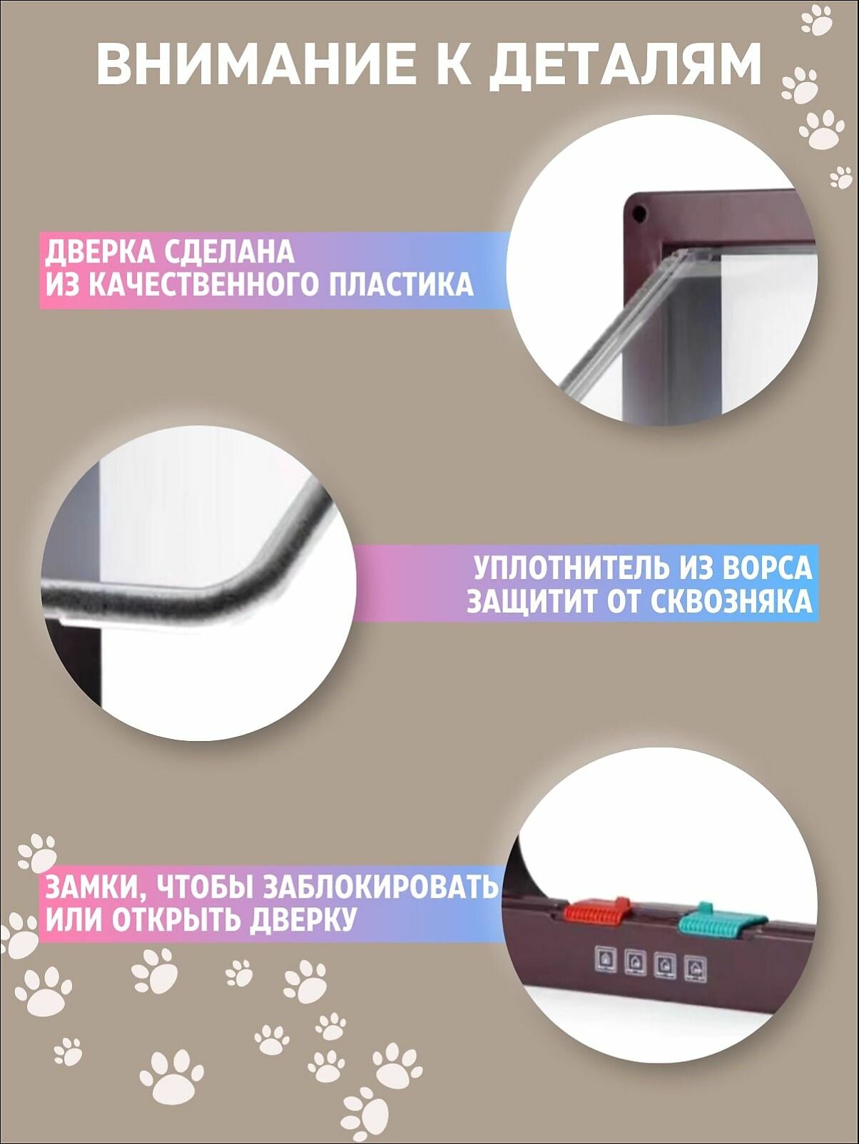 Дверца для домашних животных, для кошек и собак, белая, ABS пластик, 19x20 см — фото 1
