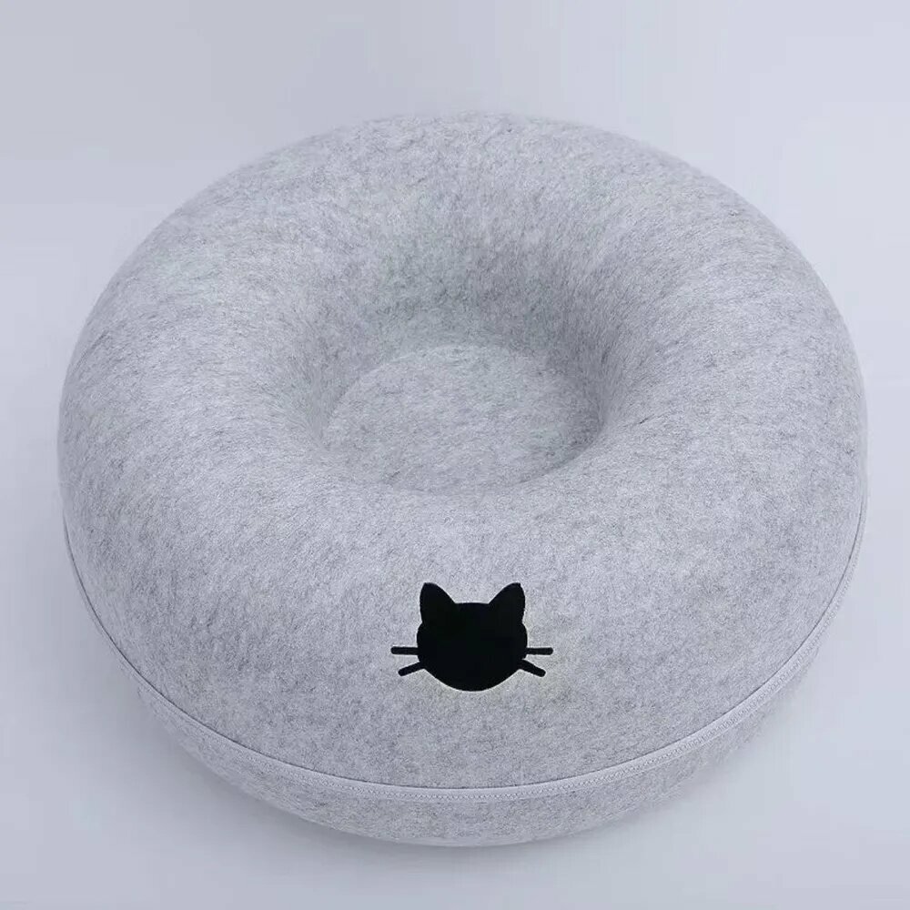 Игрушки для кошек, лежанка для кошек, 50x20см, светло-серый, Кошачий домик из фетра с окном для обзора