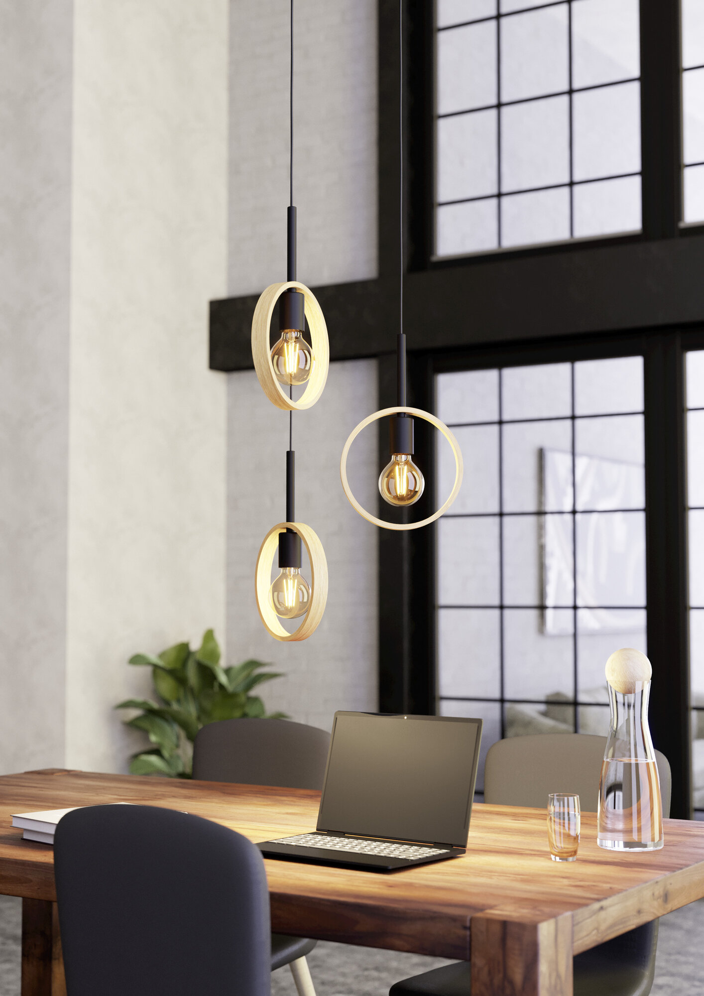 Светильник EGLO IPSDEN 43551, LED, E27, деревянный плафон, круглый, модерн