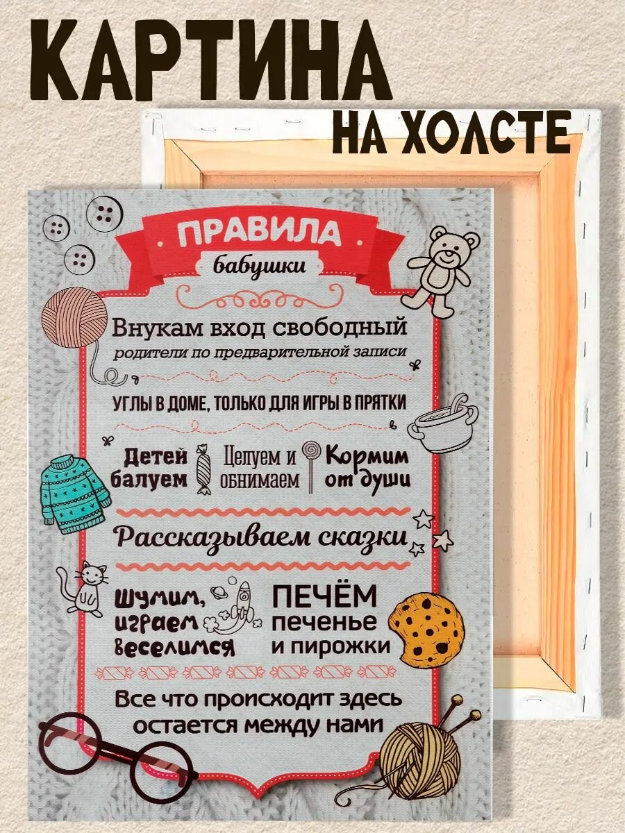 Картина на стену Правила бабушки и дедушки