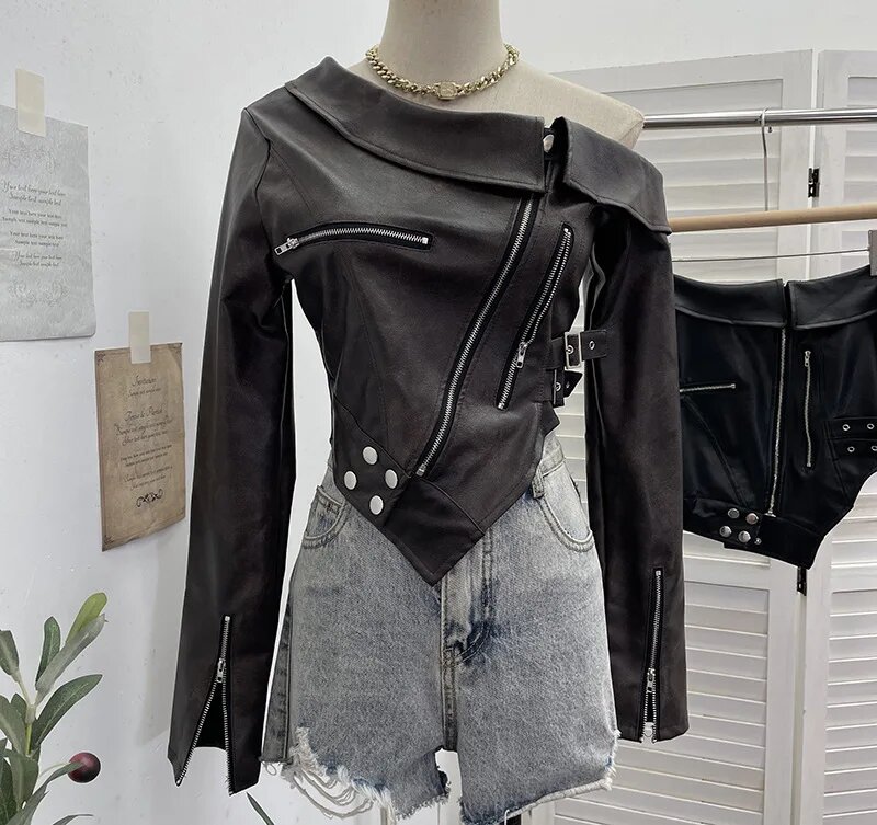 Кожаная куртка женская DEAT, Brown, L