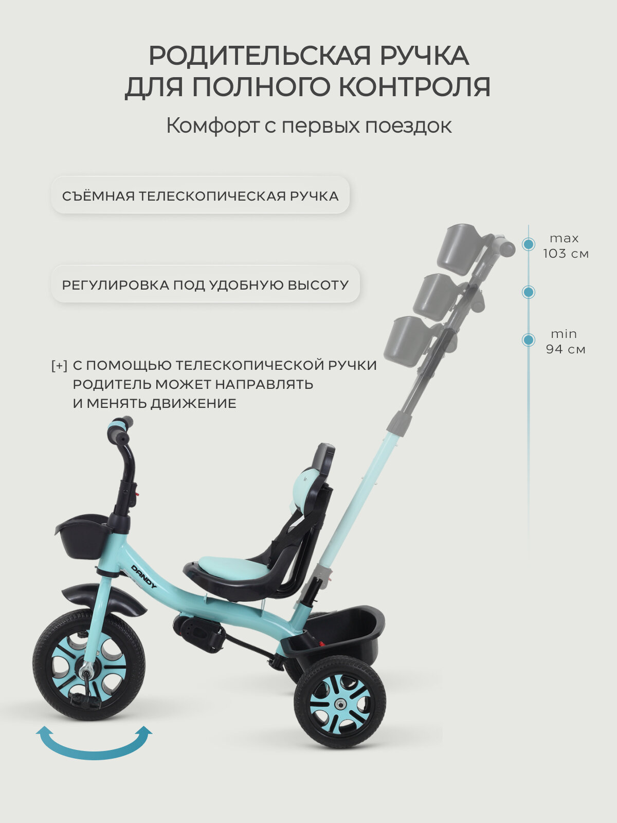 Велосипед детский трехколесный RANT basic RB252 DANDY, Mint (мятный) — фото 1