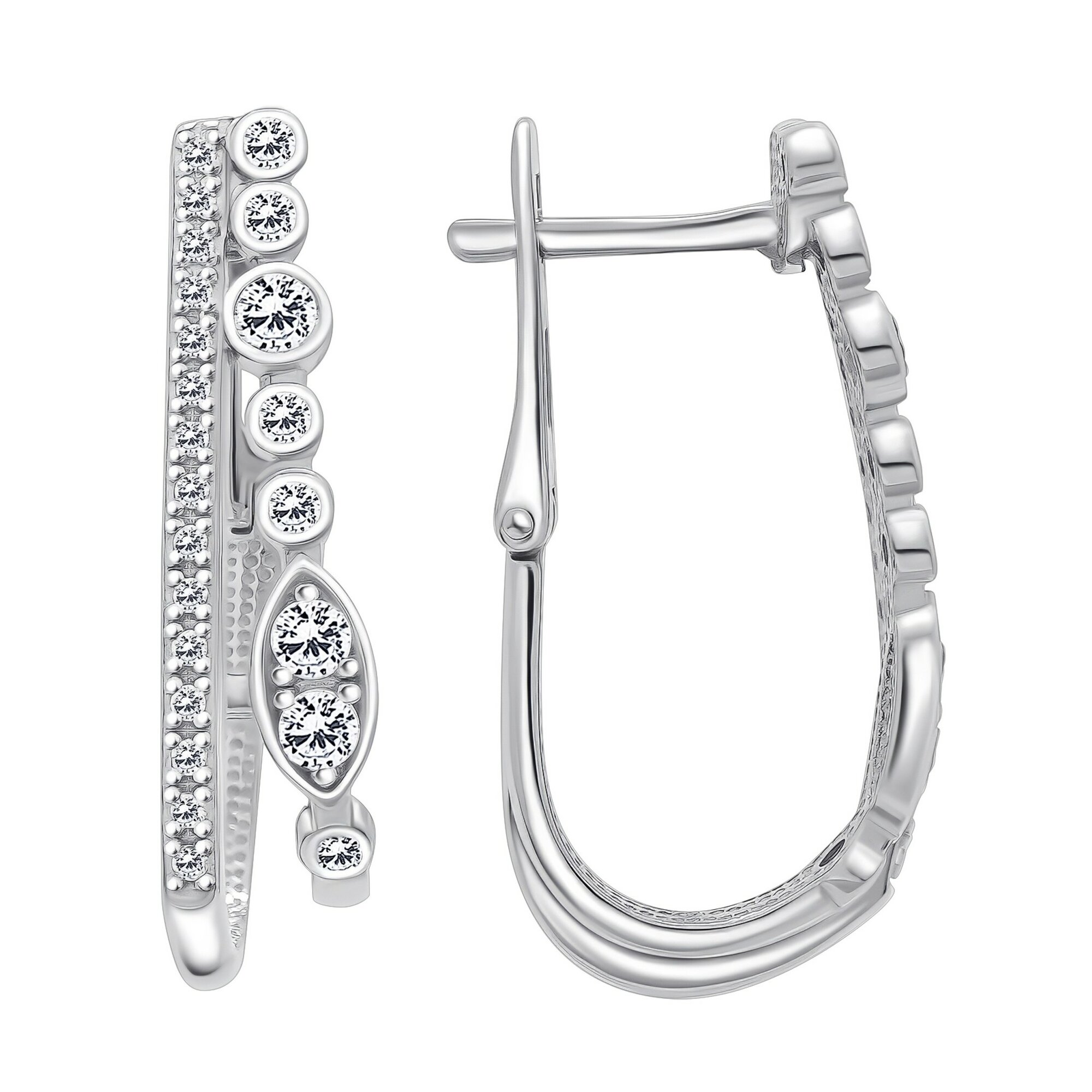 Серьги, серебро, 925 проба, фианит