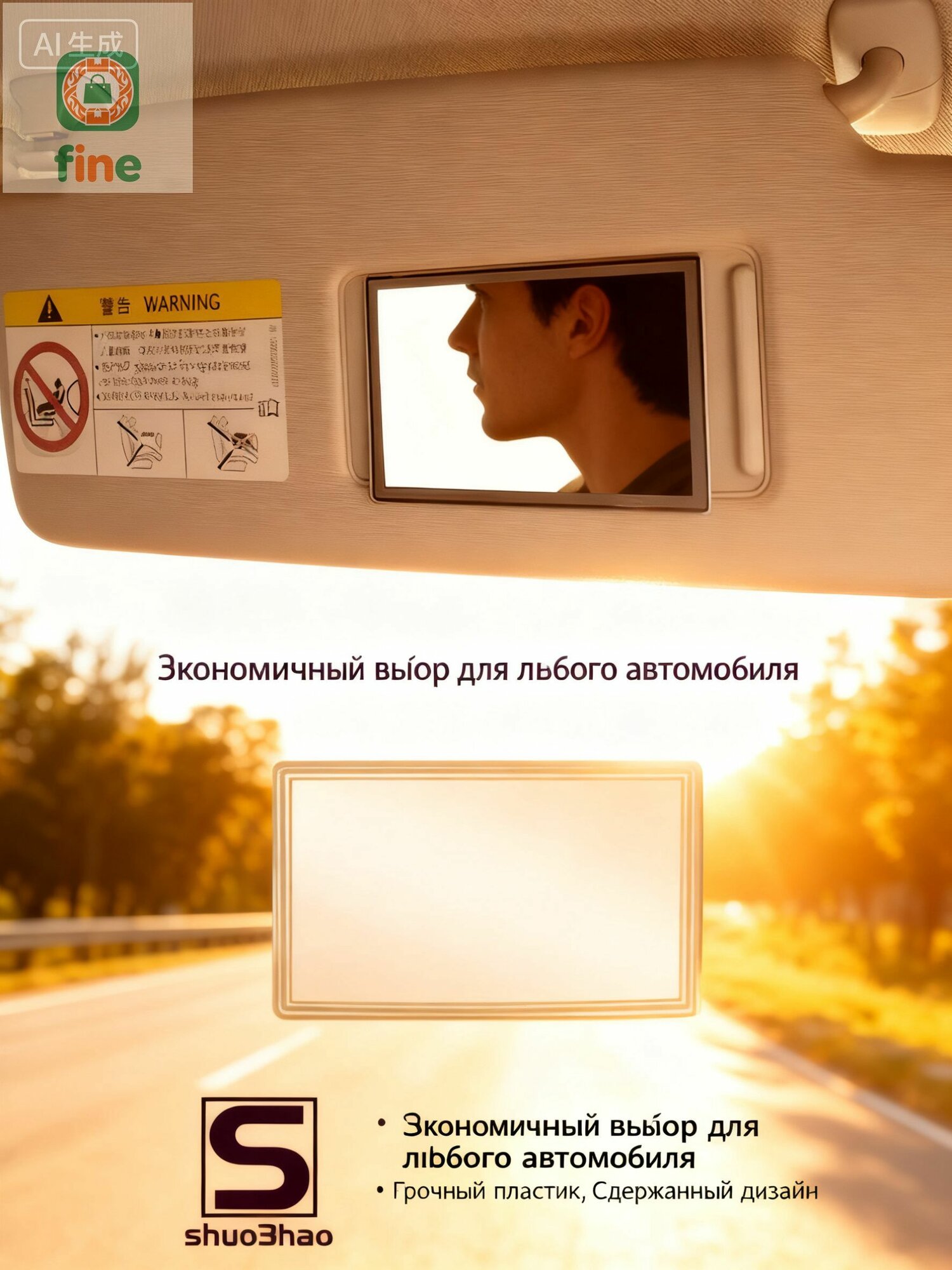 Зеркало на козырёк автомобиля 11×6,5 см — универсальное зеркало заднего вида для макияжа и обзора мёртвых зон!
