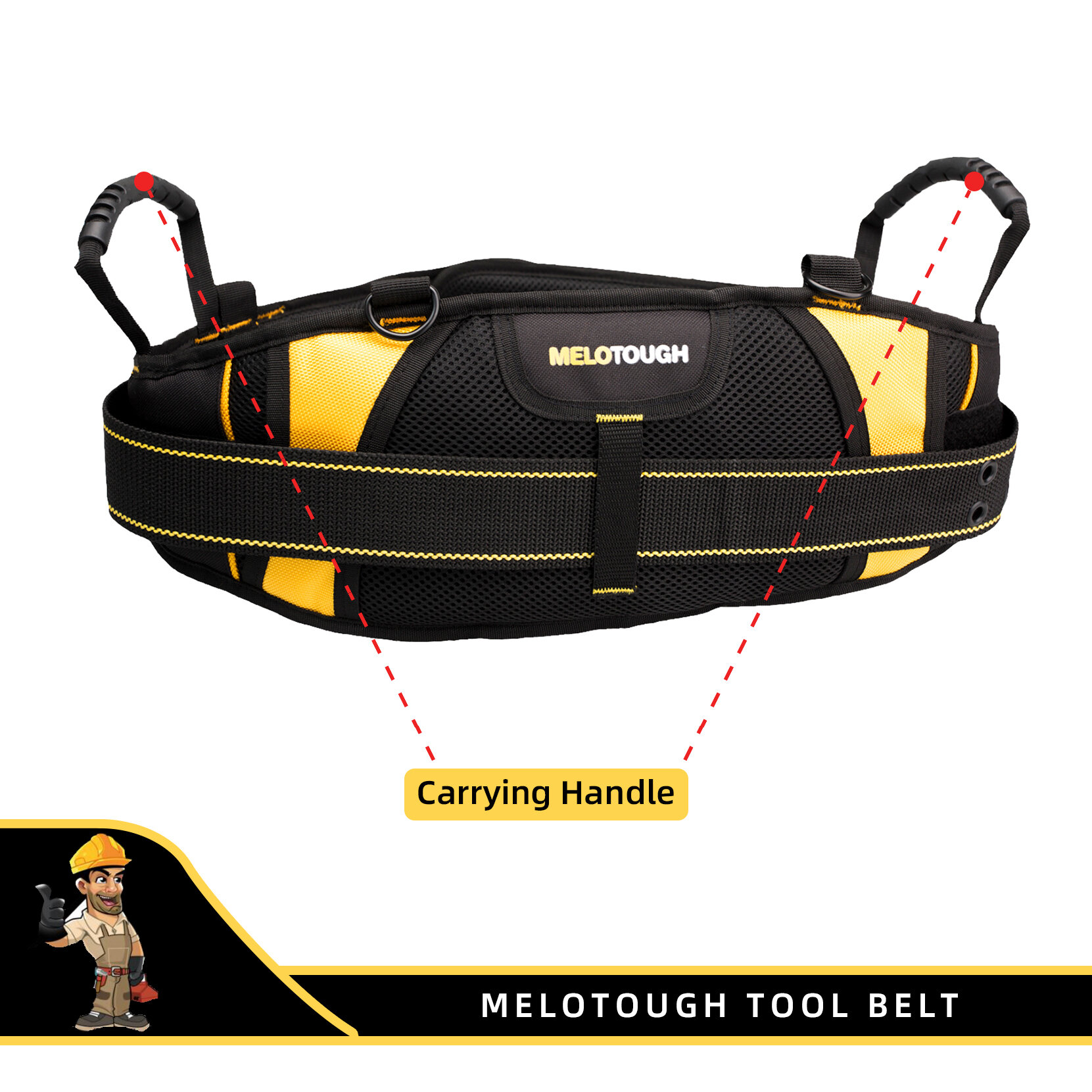 Ремень для инструментов MELOTOUGH Tradesman Pro, Red, WB002-желтый 130см.