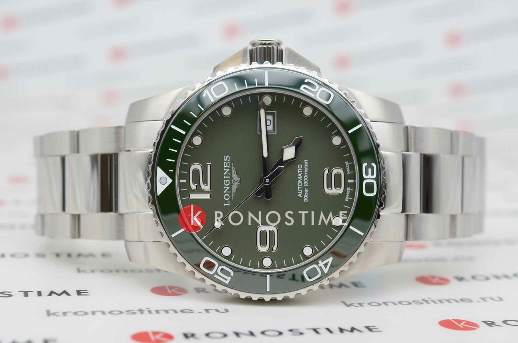 Наручные часы LONGINES, серебристый/зеленый — фото 1