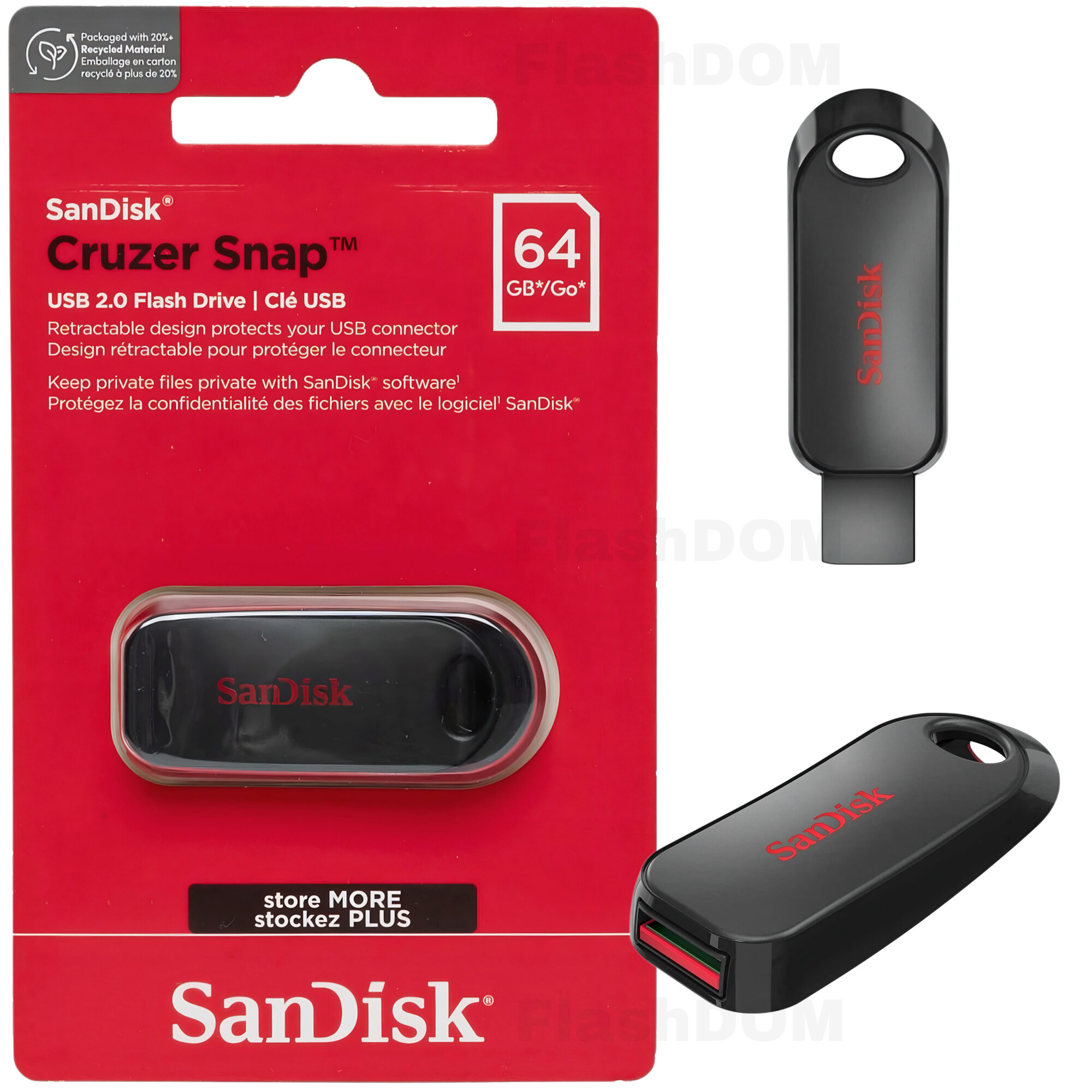 Флеш-накопитель SanDisk Cruzer Snap 64ГБ, USB 2.0, SDCZ62-064G-G35