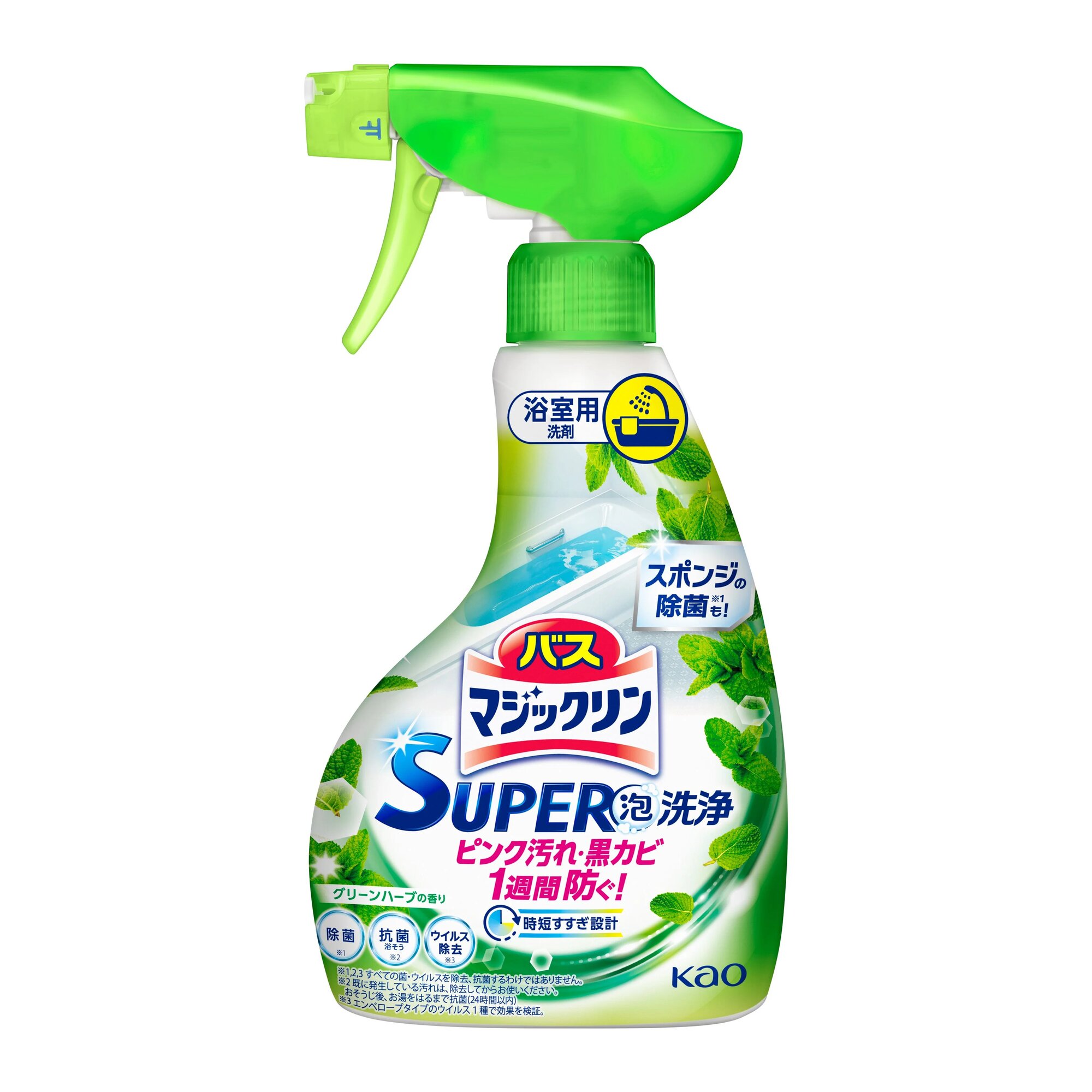 KAO Bath Magiclean Green Herb Чистящее средство для ванной комнаты с антибактериальным эффектом, с ароматом трав, 350 мл