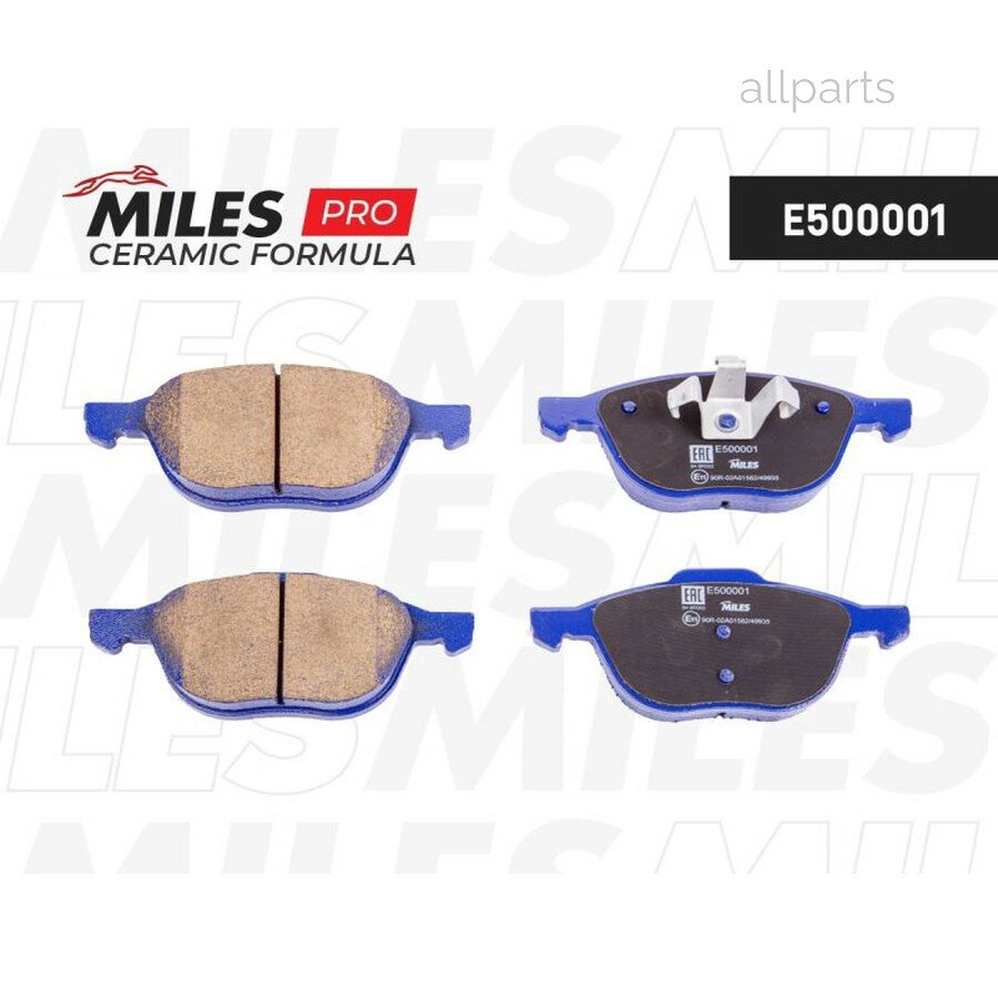 MILES E500001 Колодки тормозные FORD FOCUS II/III/MAZDA 3 03-/VOLVO S40 04- пер. Ceramic PRO
