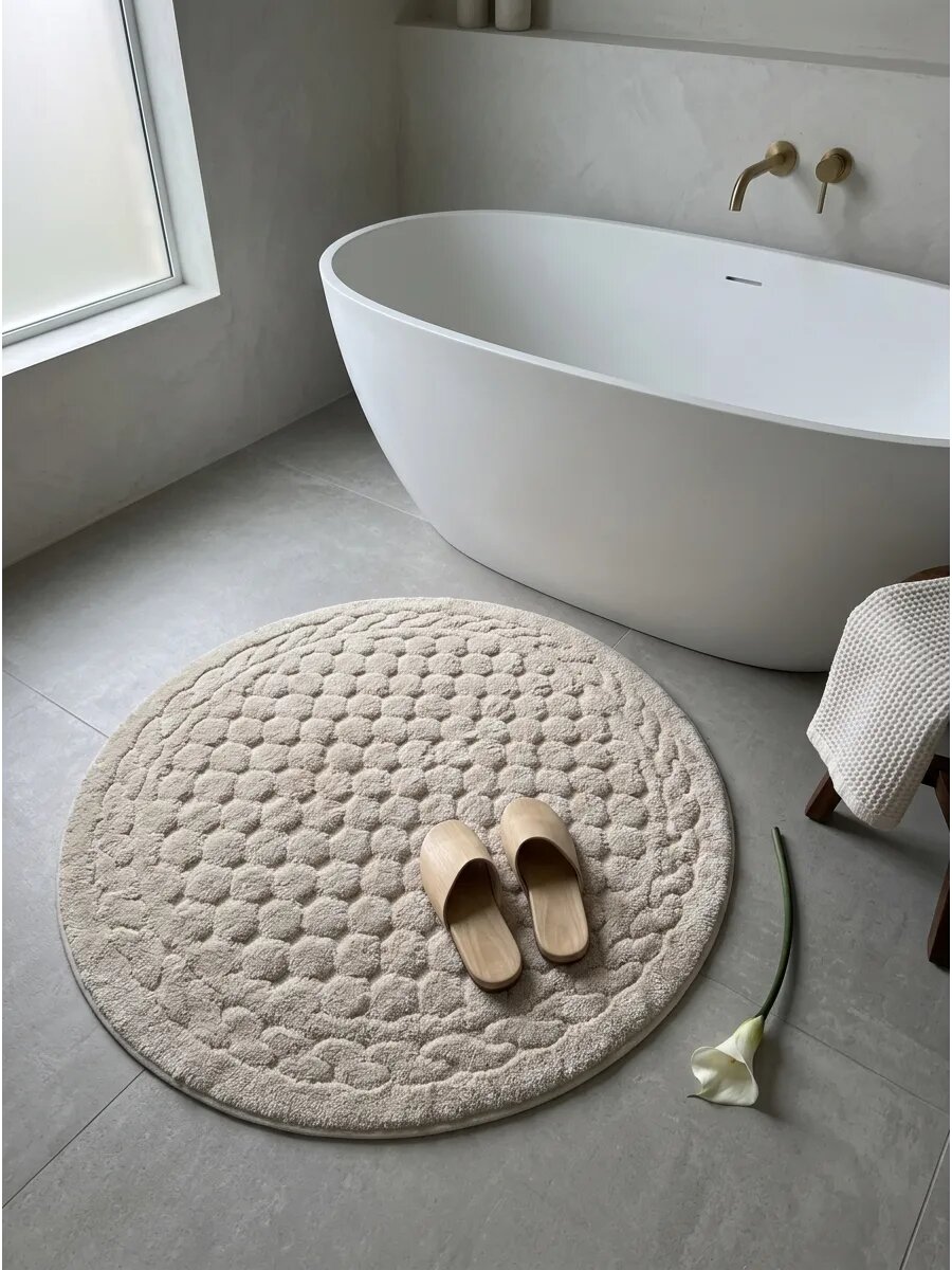 Коврик Natali's Carpets для ванной круглый песочный 100х100 см Турция
