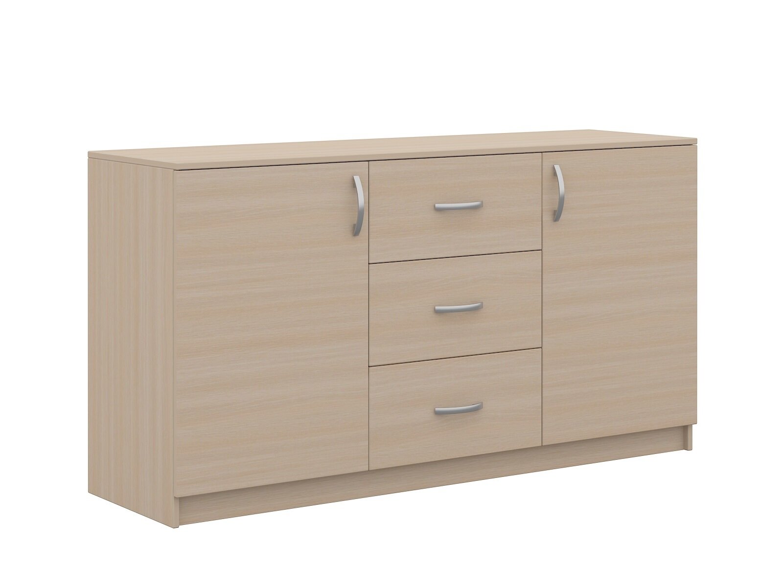 Комод "колизей" КД-1/5 дуб молочный, (ШхГхВ) (1400х430х850)мм, шариковые направляющие, 3 ящика, 2 дверки, 2 полки — фото 1