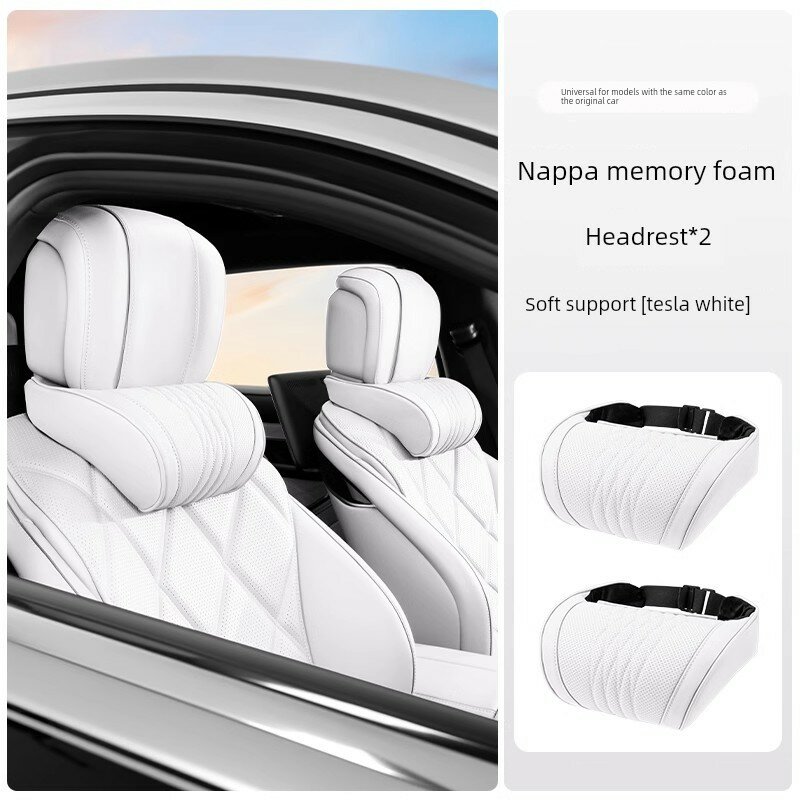 Набор подушек для головы Tesla Model Y и Model 3 с пенной Nappa Memory Foam, две штуки, белый цвет для усиленной