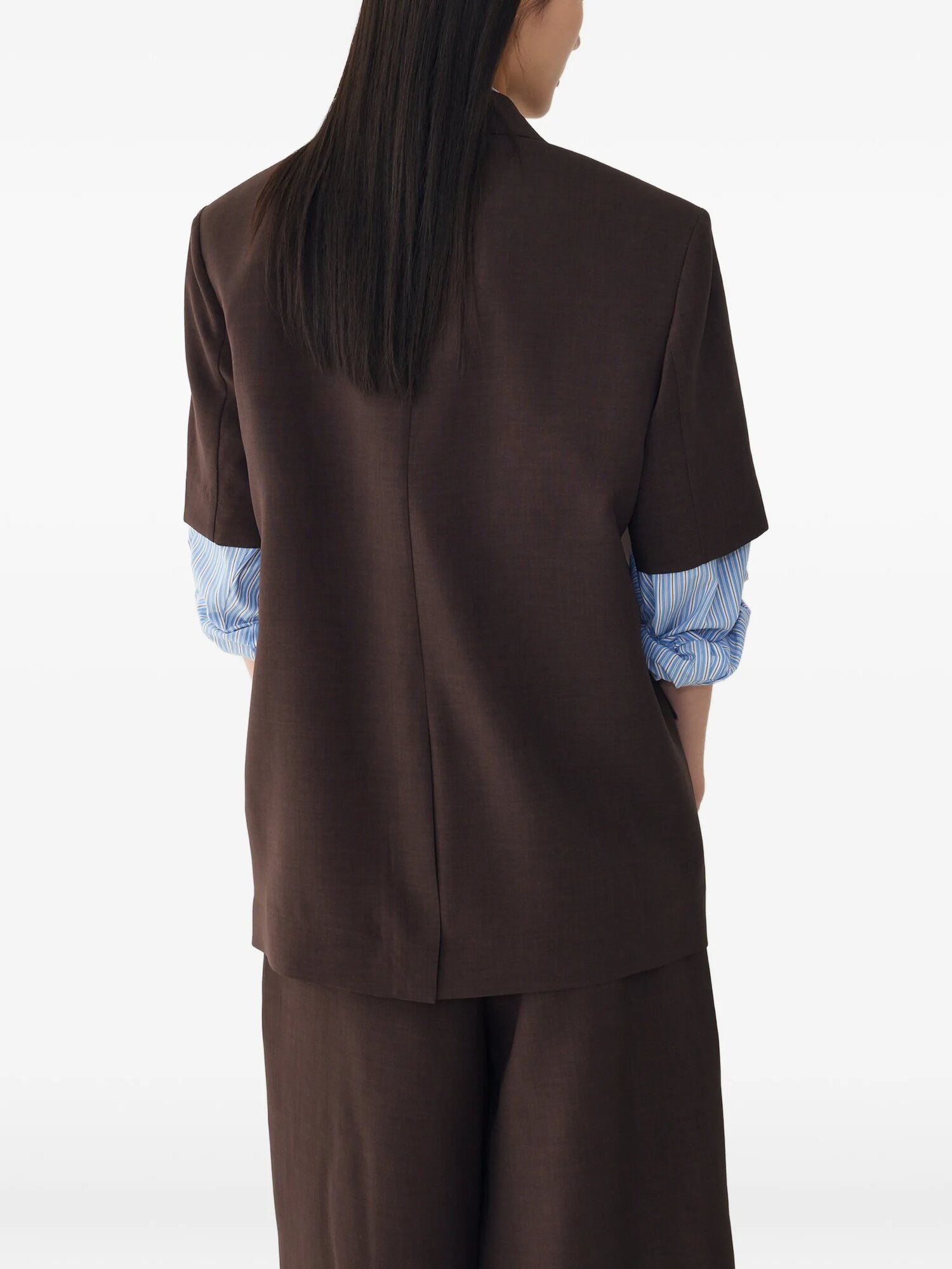 Куртка STUDIO TOMBOY Short-sleeve notched-lapels oversized jacket, размер S, brown — фото 1