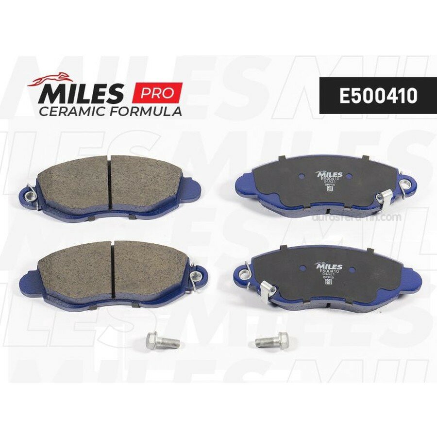 MILES E500410 Колодки тормозные передние (с индикатором износа) (Смесь CERAMIC серия PRO) FORD TRANSIT 00-06 (TRW GDB1424) E500410