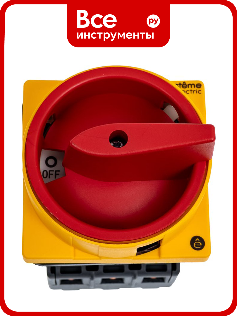 Выключатель разъединитель Systeme Electric 3P 63A IP20, с красной рукояткой на дверцу, 4 винтами С замком