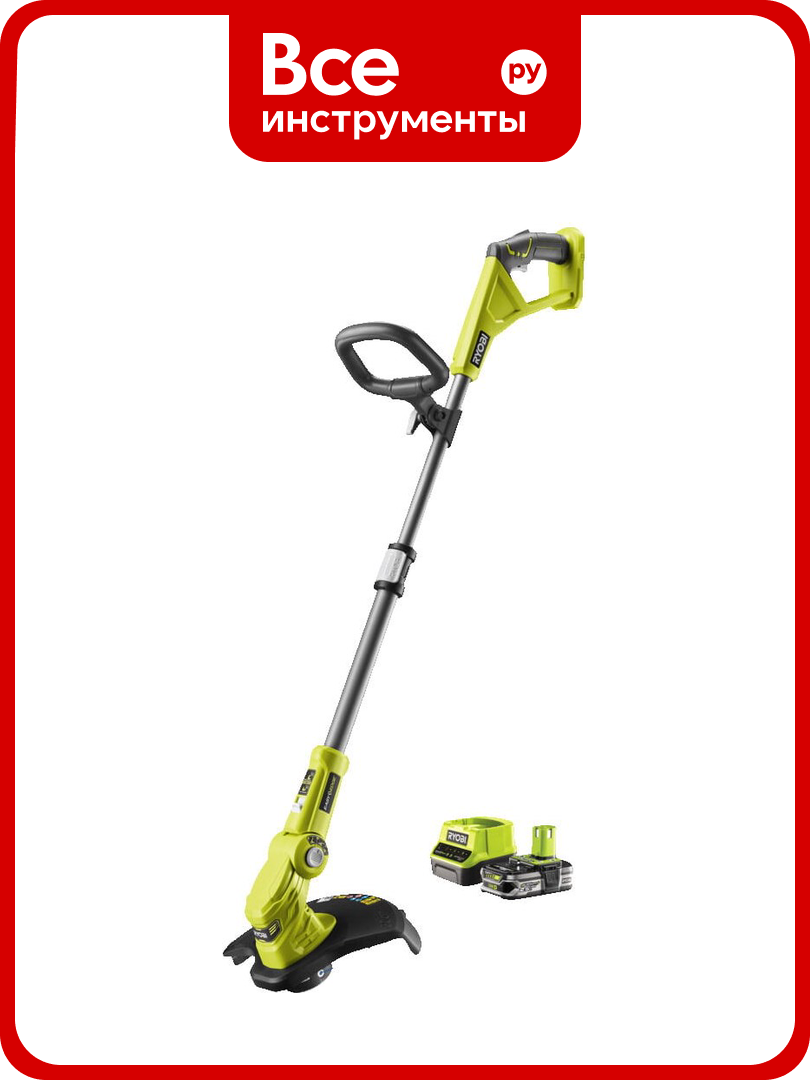 Аккумуляторный триммер Ryobi ONE+ RLT183225F 5133003709, 6мм, электрический щеточный двигатель, регулируемая штанга