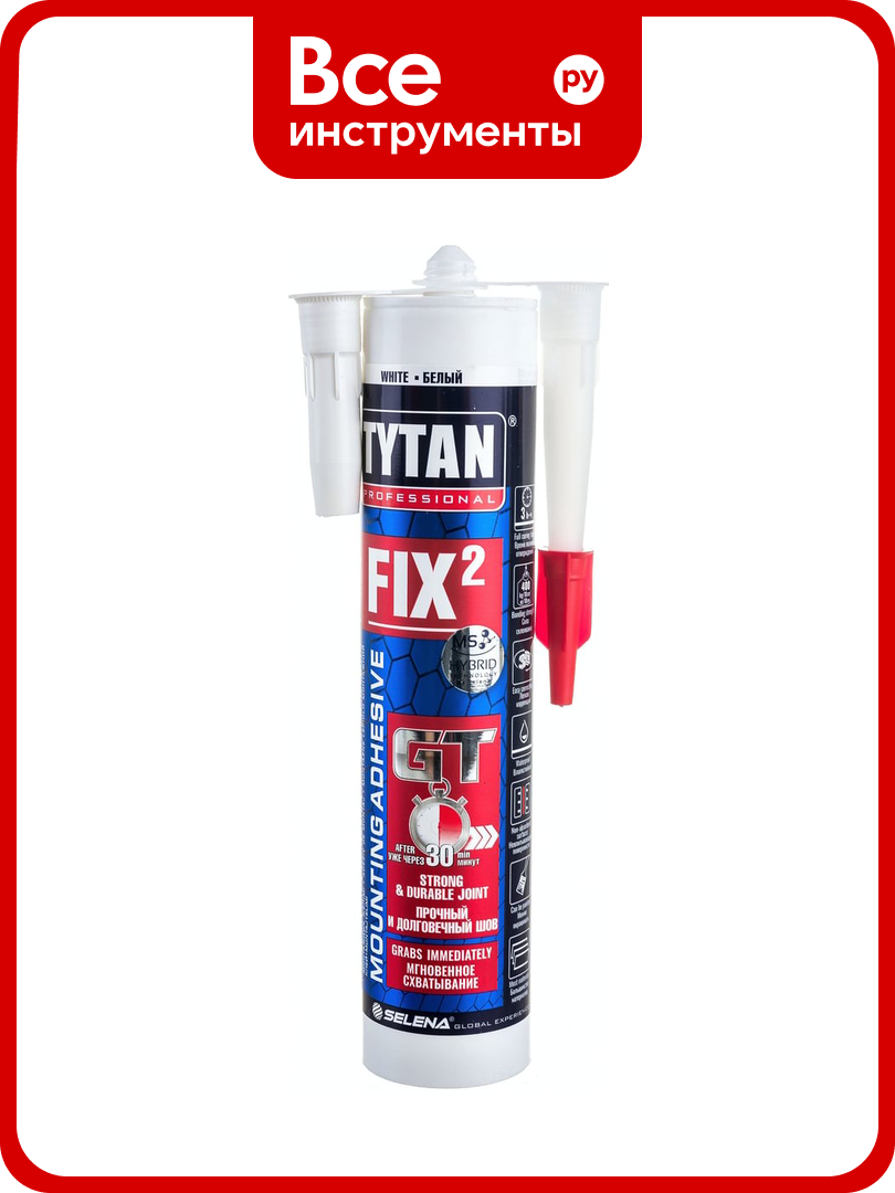 Монтажный клей TYTAN PROFESSIONAL Fix2 GT гибридный с мгновенным начальным схватыванием, прочной конструкции водостойкий