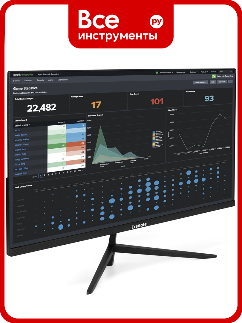 Монитор ExeGate ProSmart EZ2707CA, 27", IPS, 1920x1080, 75Hz, черный