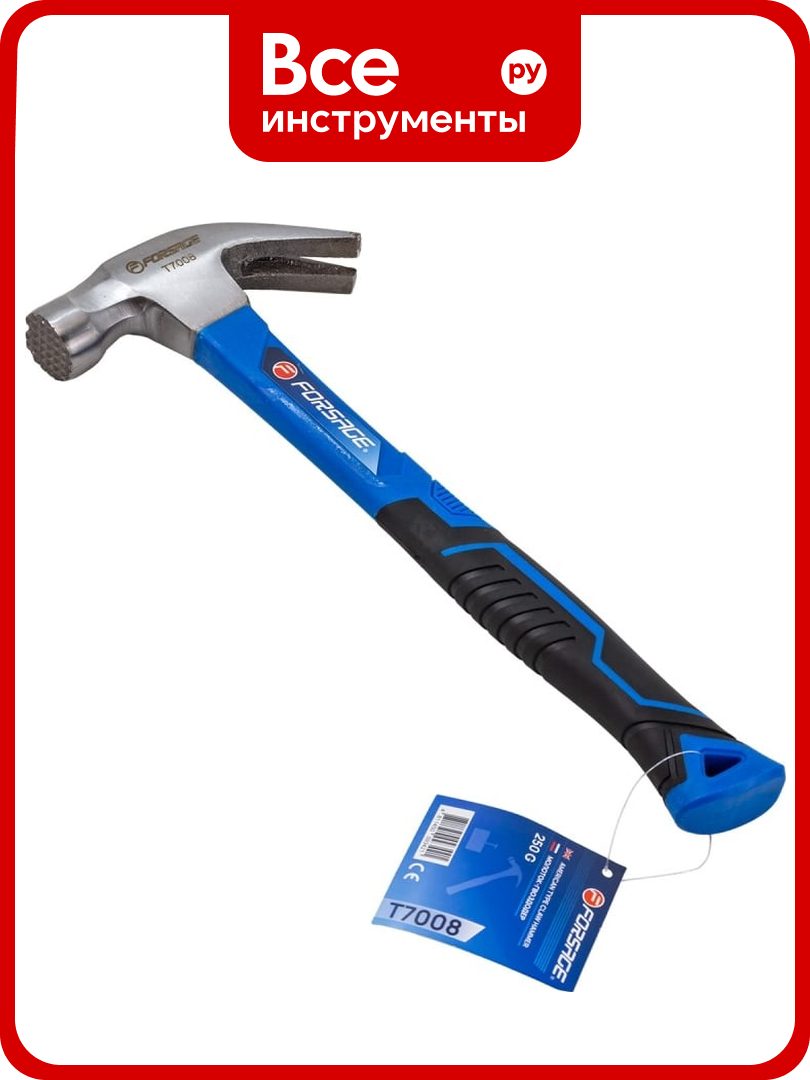 Молоток-гвоздодер с магнитным держателем гвоздя Forsage 250гр. F-T7008(56615)