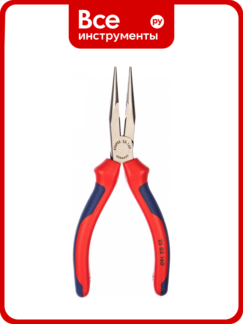 Длинногубцы с резцом KNIPEX KN-2502160 для лучшего удержания из прочной стали, с двухкомпонентными рукоятками