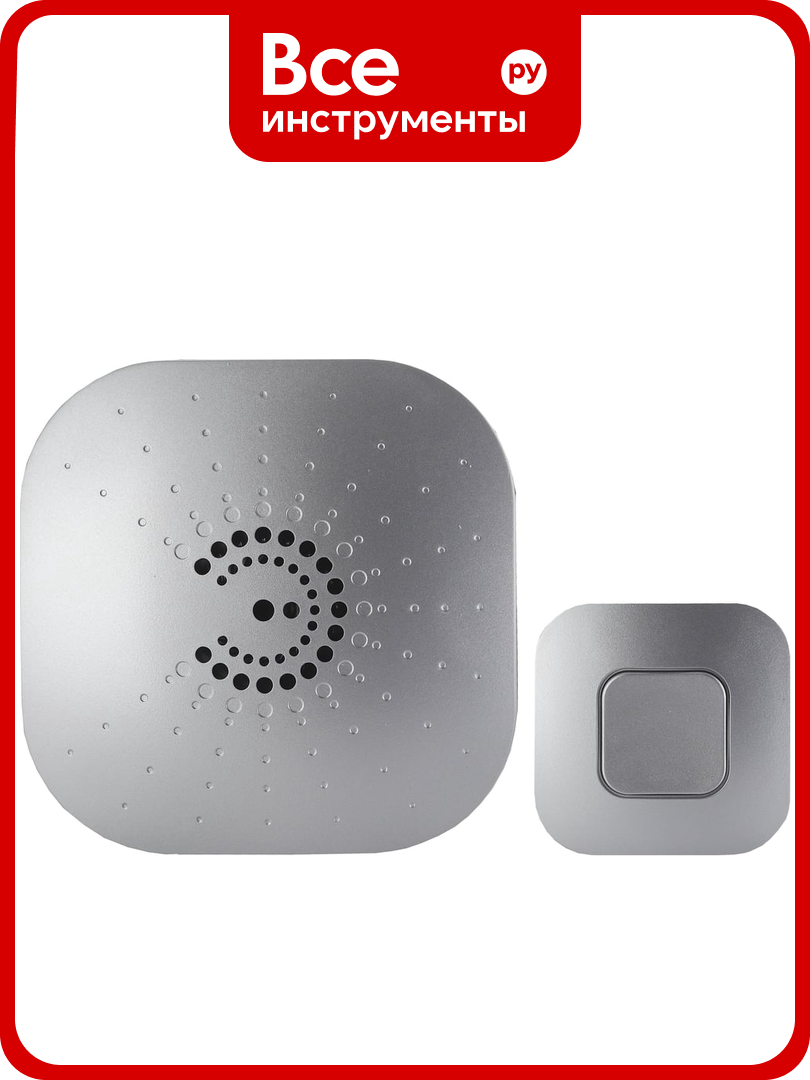 Беспроводной звонок ЭРА "BIONIC Silver" Б0017749, накладной, IP44, 100 м, 6 мелодий