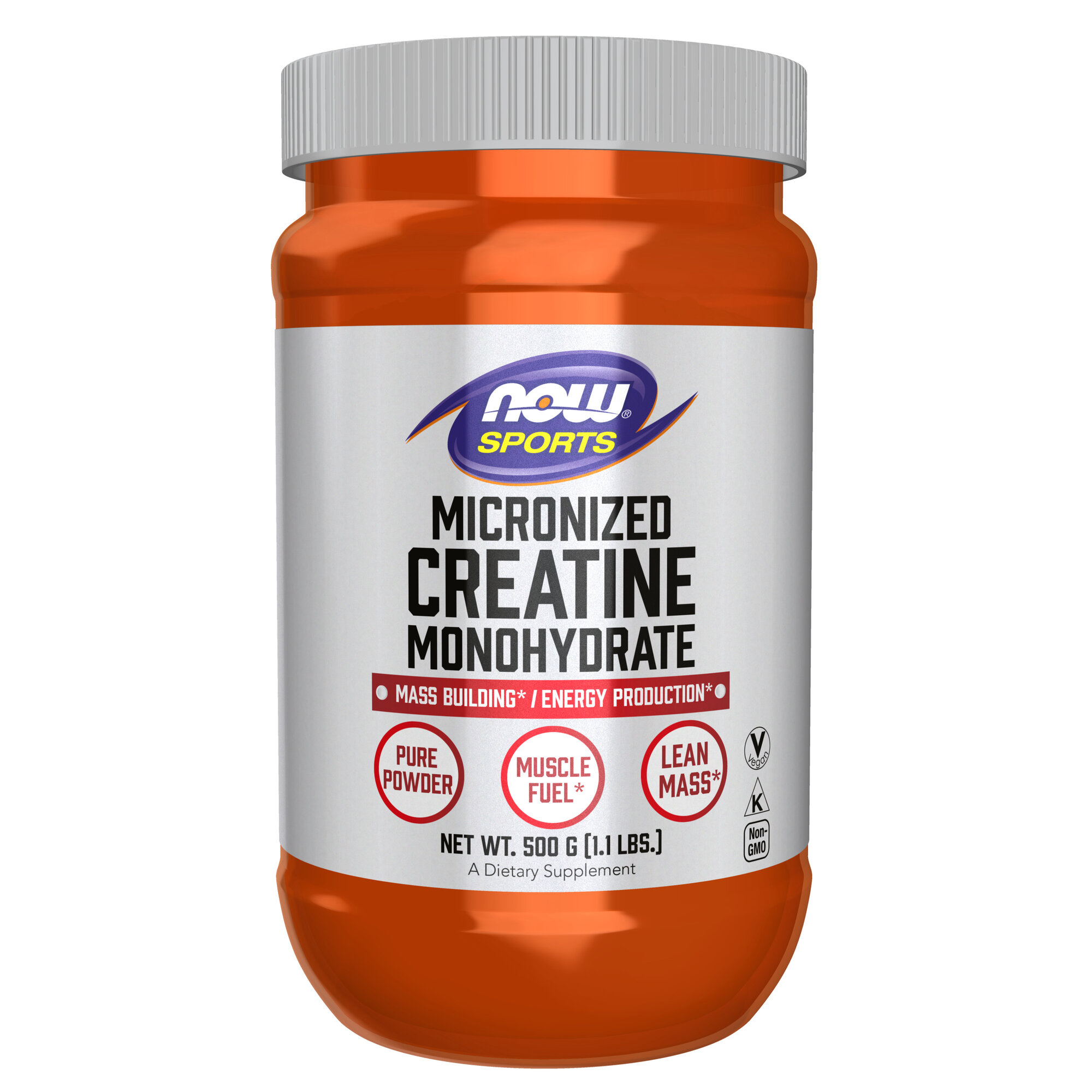 NOW Sports, Micronized Creatine Monohydrate, креатин моногидрат, чистый порошок 500 г, спортивное питание