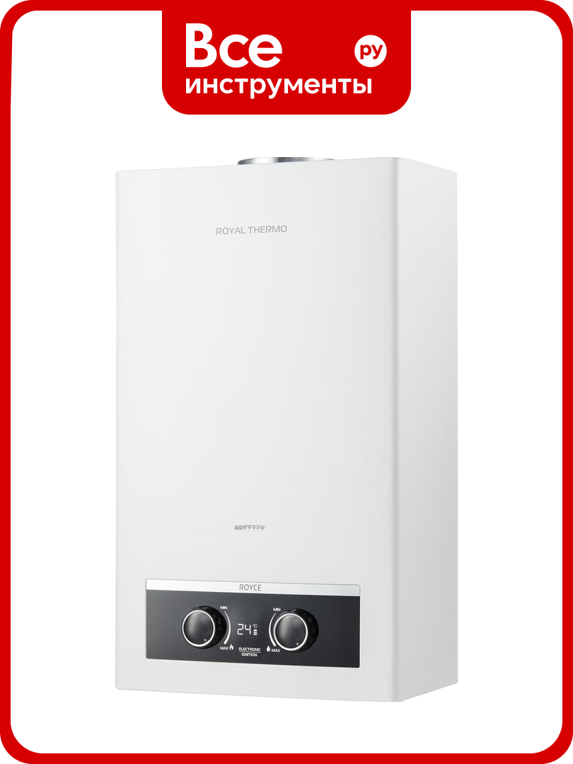 Газовая колонка ROYAL THERMO GWH 11 Royce НС-1584749, газовый проточный водонагреватель, настенный монтаж, белый корпус