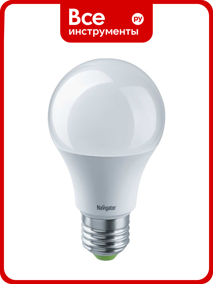 Светодиодная лампа Navigator 61 475 NLL-A60-10-12/24-4K-E27 61475, тип A60, естественный белый свет, общее освещение