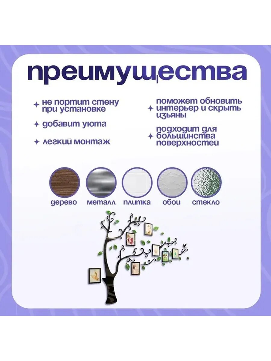 Объемное семейное дерево — интерьерные наклейки