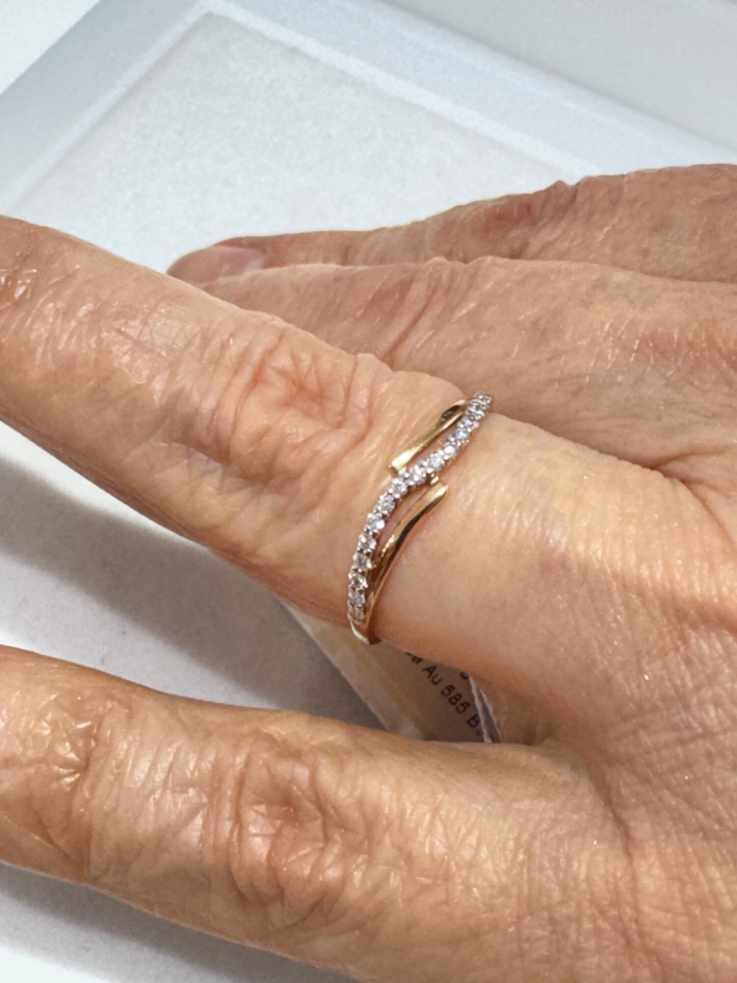 Кольцо на фалангу AQUAMARINE, красное золото, 585 проба, родирование, бриллиант, ширина 2 мм, бесцветный — фото 1