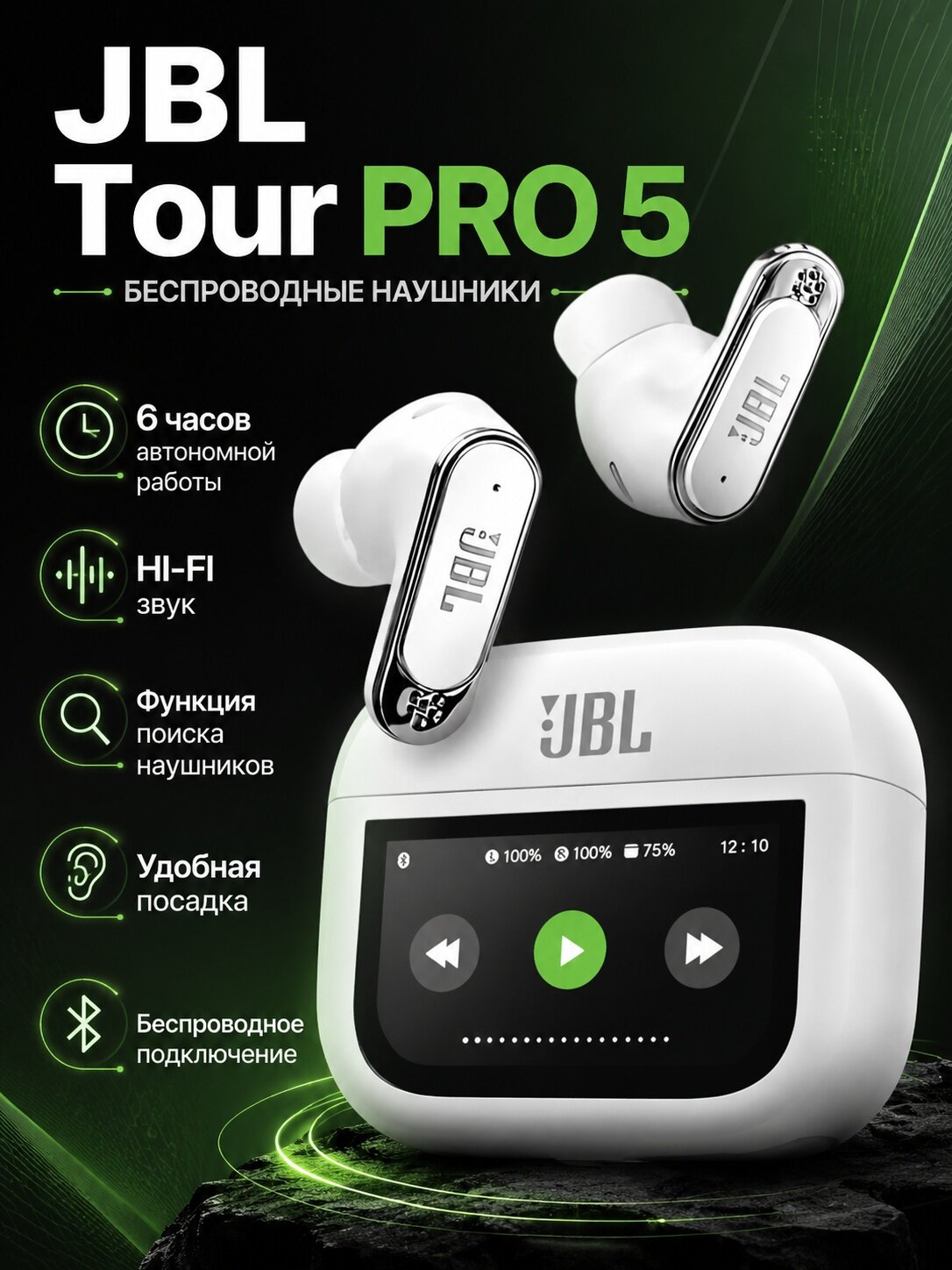 Беспроводные наушники с шумоподавлением tour pro 5 c Hi-Fi технологией