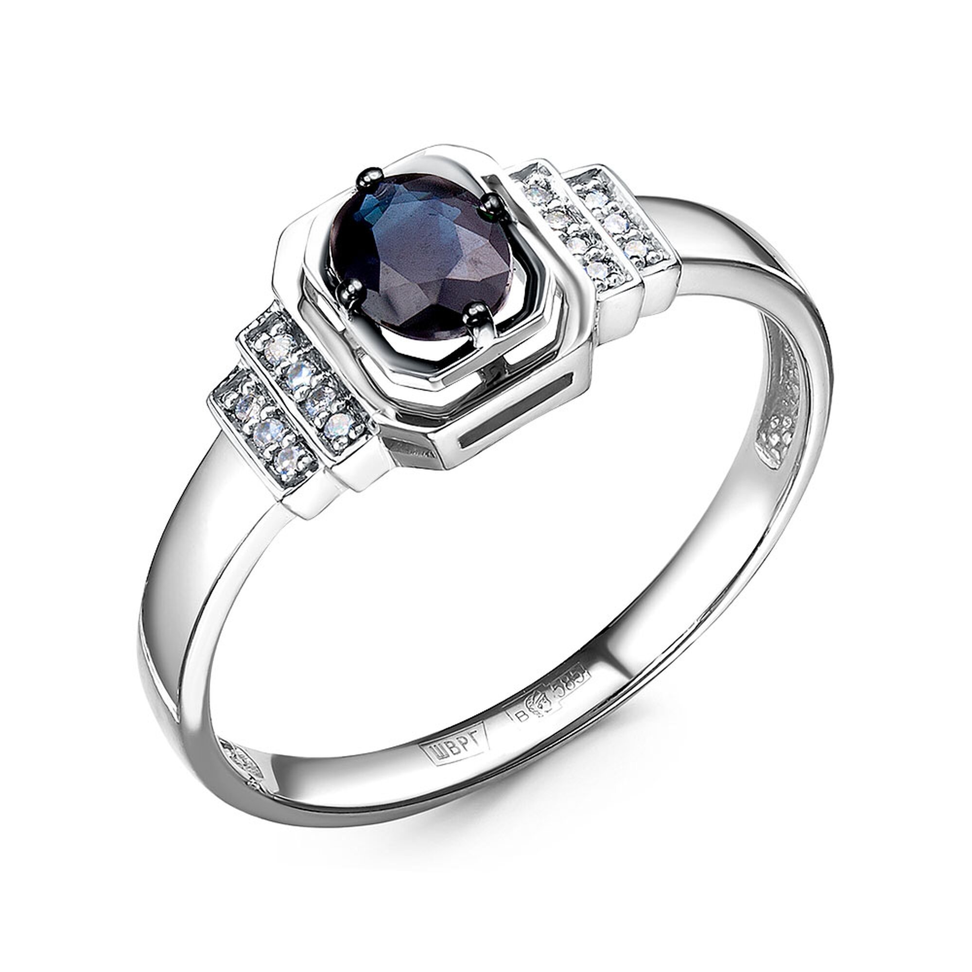 Кольцо Diamant online, белое золото, 585 проба, бриллиант, сапфир