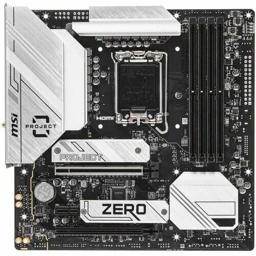 Материнская плата MSI B760M PROJECT ZERO - LGA 1700, Intel B760, 4xDDR5-5600 МГц, 1xPCI-Ex16, 2xM.2, Micro-ATX